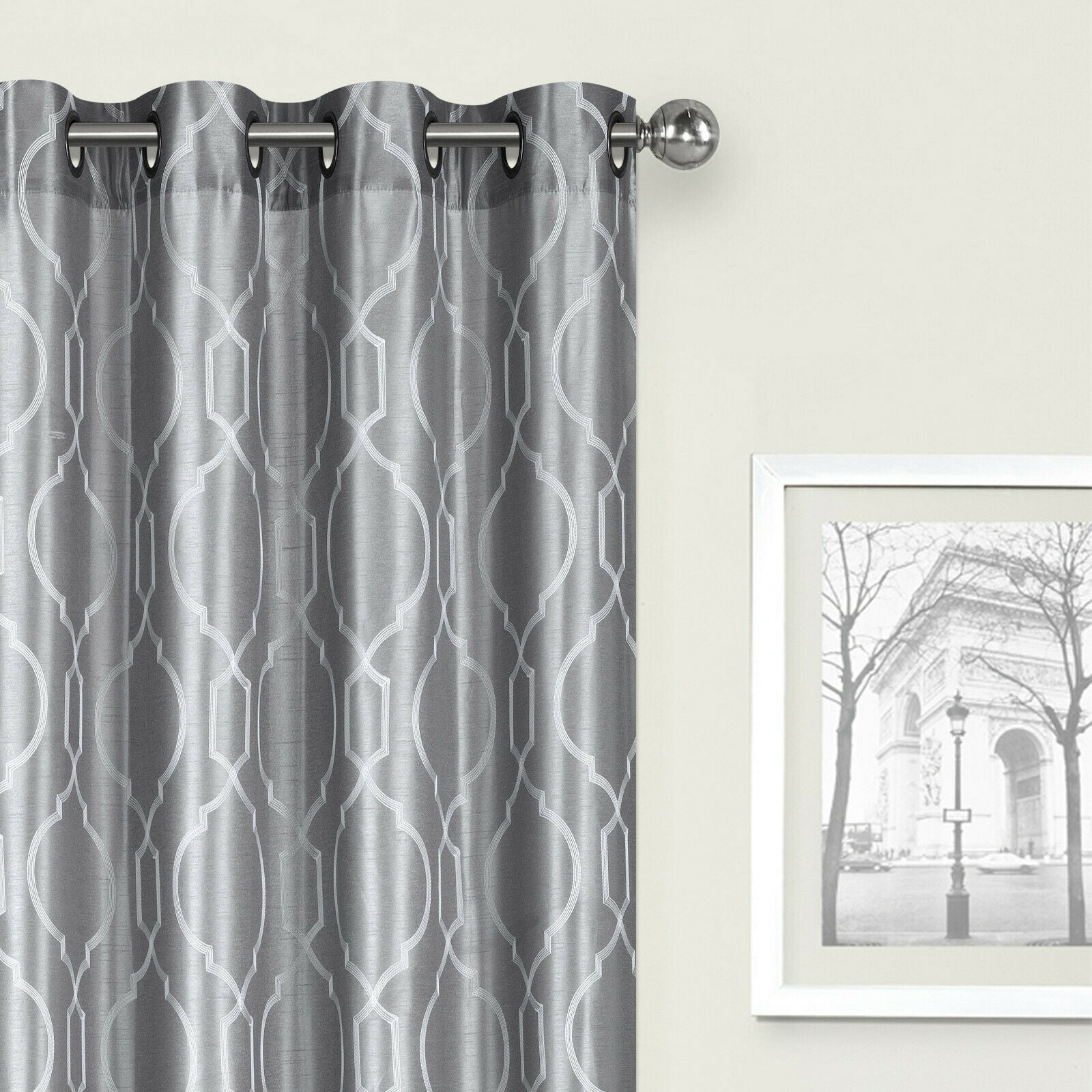 Kate Aurora Living 2 Pack Embroidered Lattice Grommet Top Curtains ...