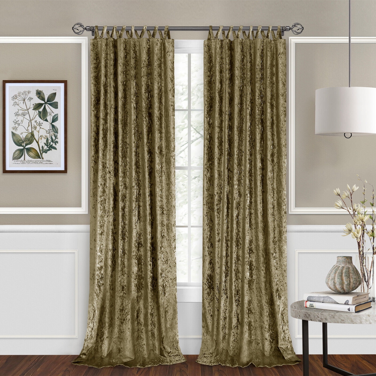 Kate Aurora Park Avenue 2 Piece Criss-cross Tab Top Velvet Window ...