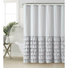 Shop Ruffled Shower Curtains in Blue and Gray for Your Bathroom Decor