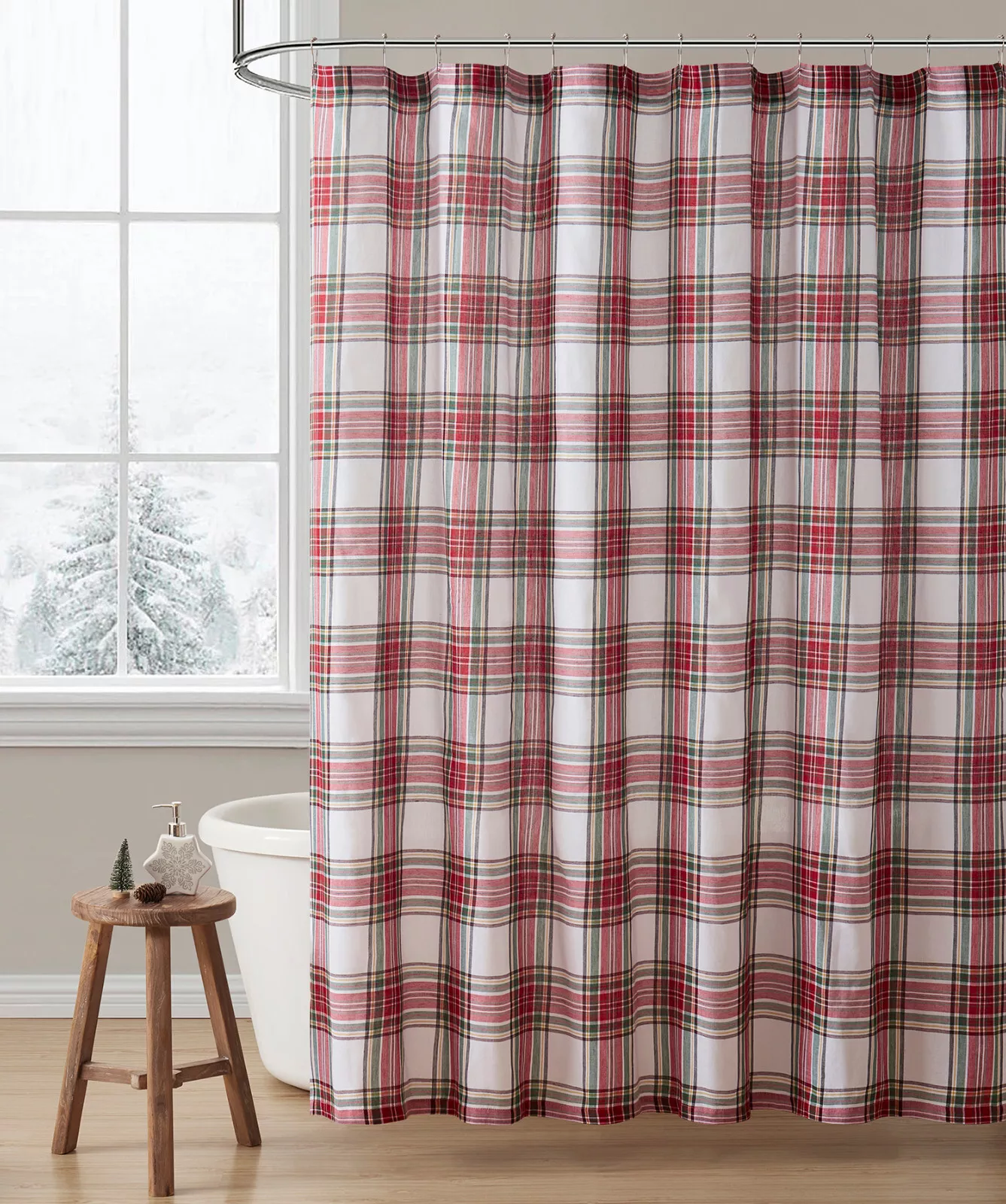 Kate Aurora Tis' The Season Classic Christmas Plaid 100% Cotton Shower ...