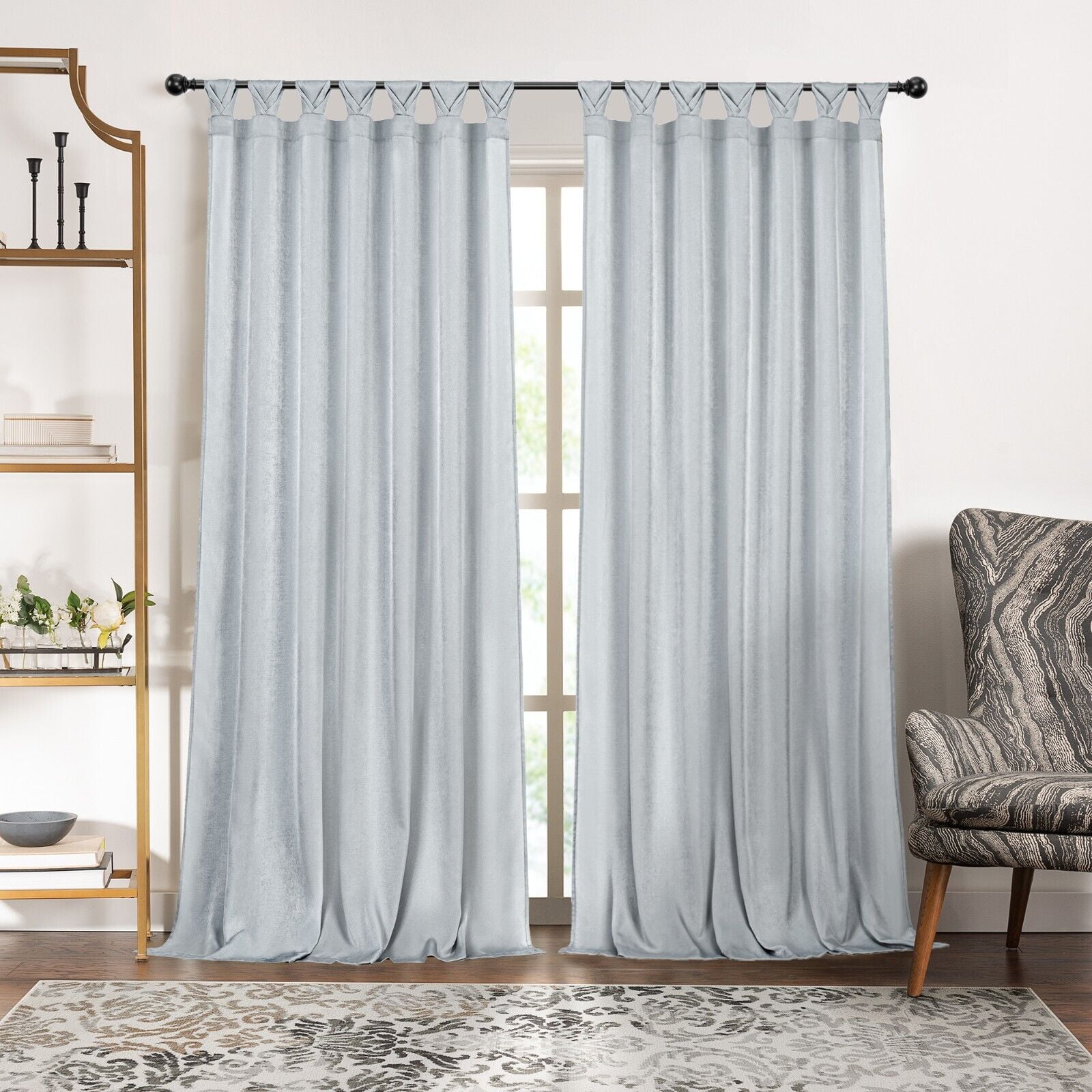 Kate Aurora Tulip Tab Top Earth Toned Semi Sheer Curtain Panel ...