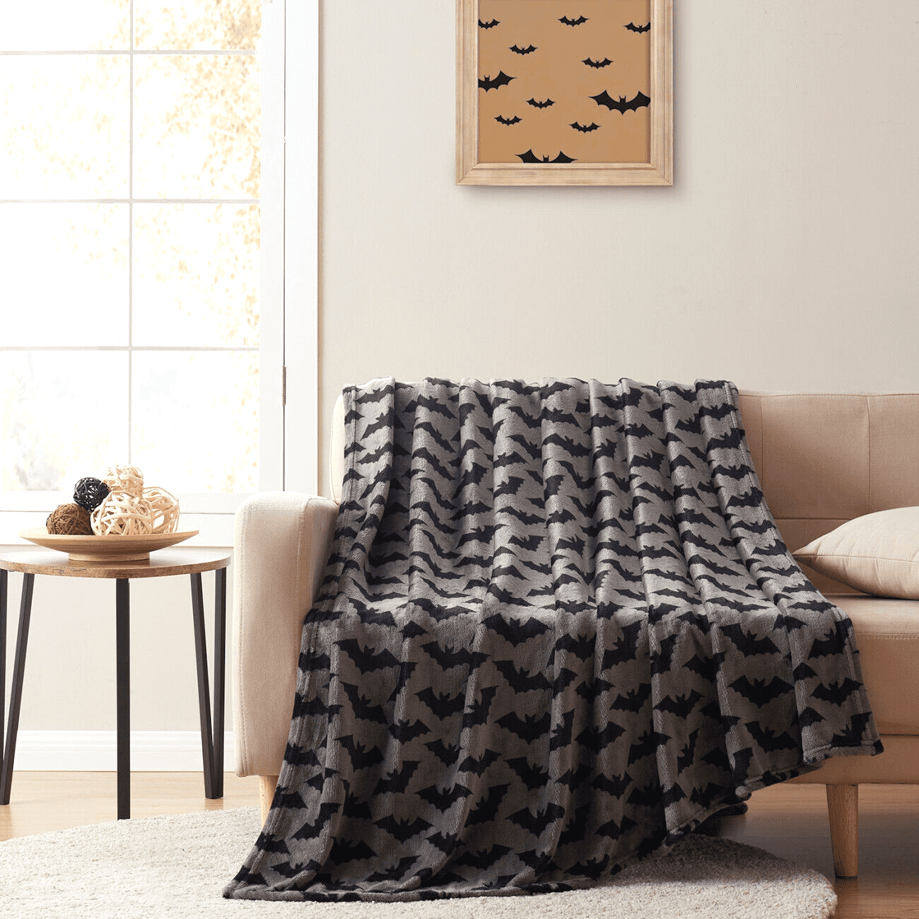 Kate Aurora Ultra Soft & Plush Gray & Black Oversized Spooky Halloween ...