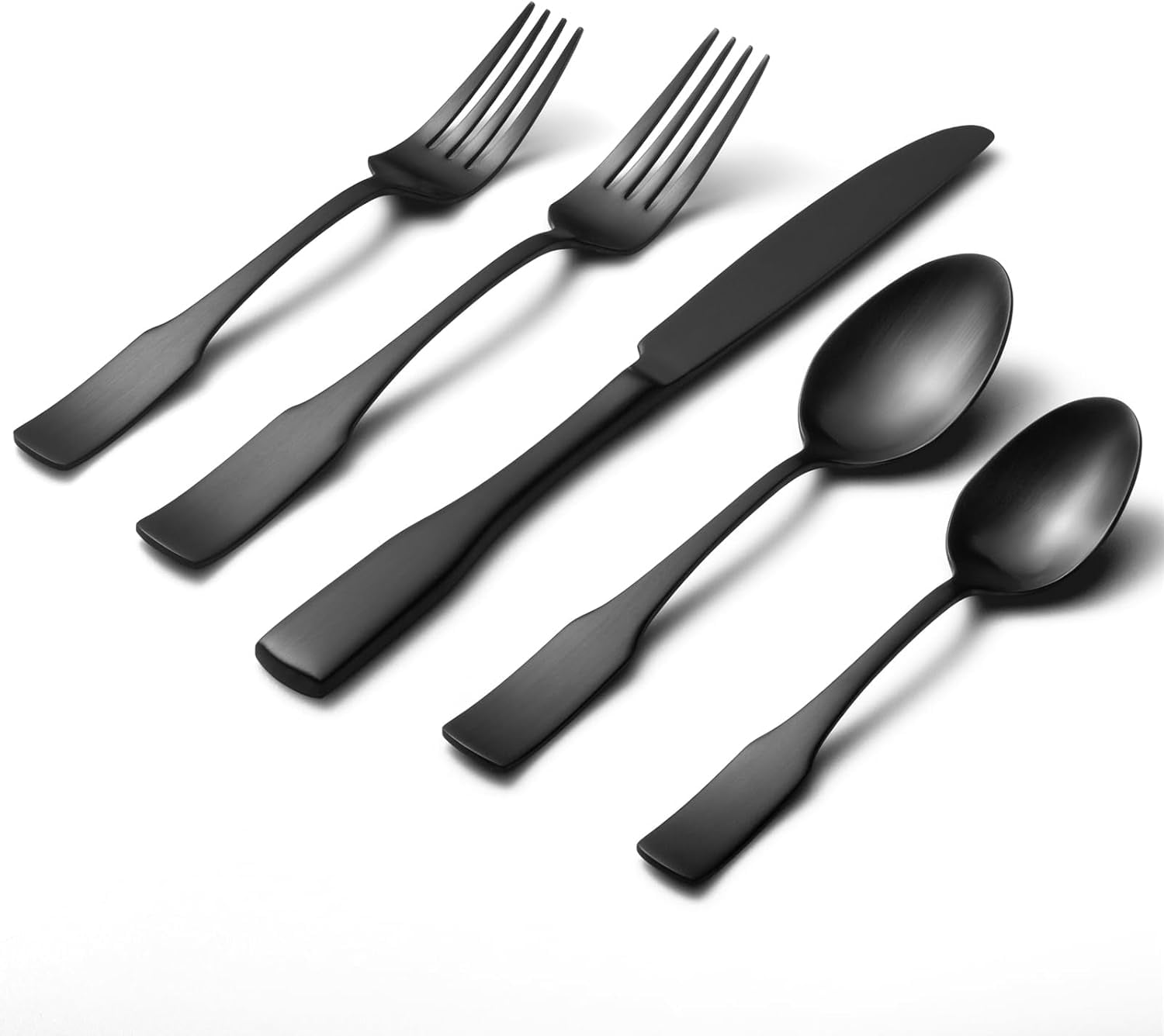 Kate Black Satin 40-Piece Silverware Set, Service for 8, Stainless ...
