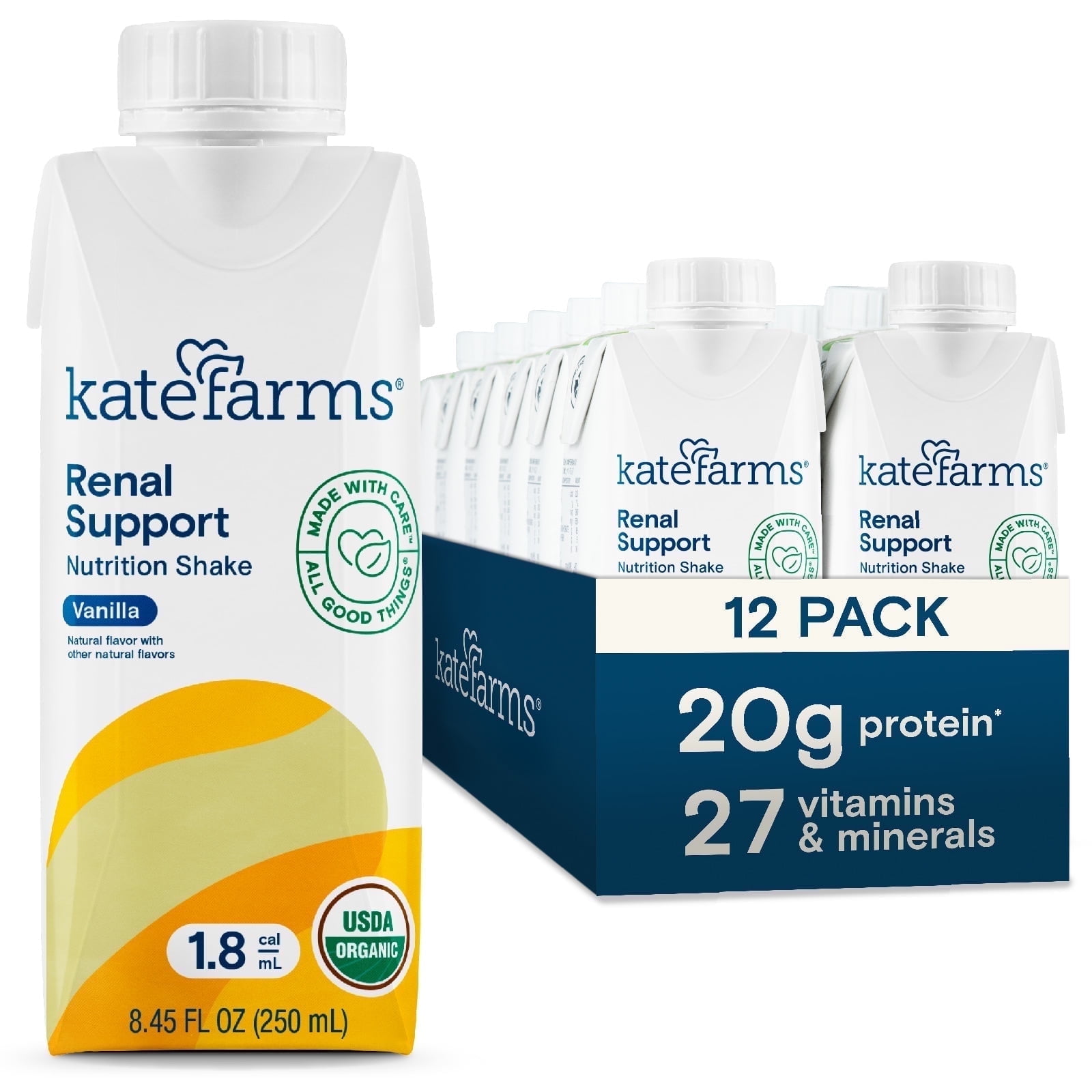 Kate Farms Renal Support Shake, Vanilla, 20g Plant Protein, Dialysis ...