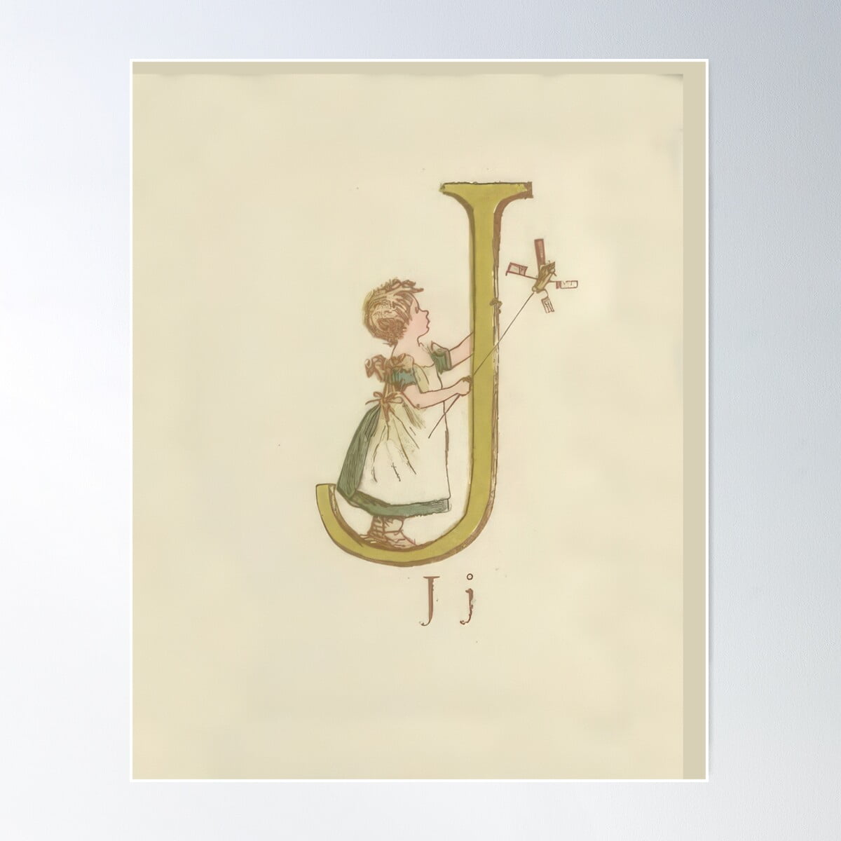 Kate Greenaway Letter J Poster Wall Art, Modern Wall Decor For Living ...