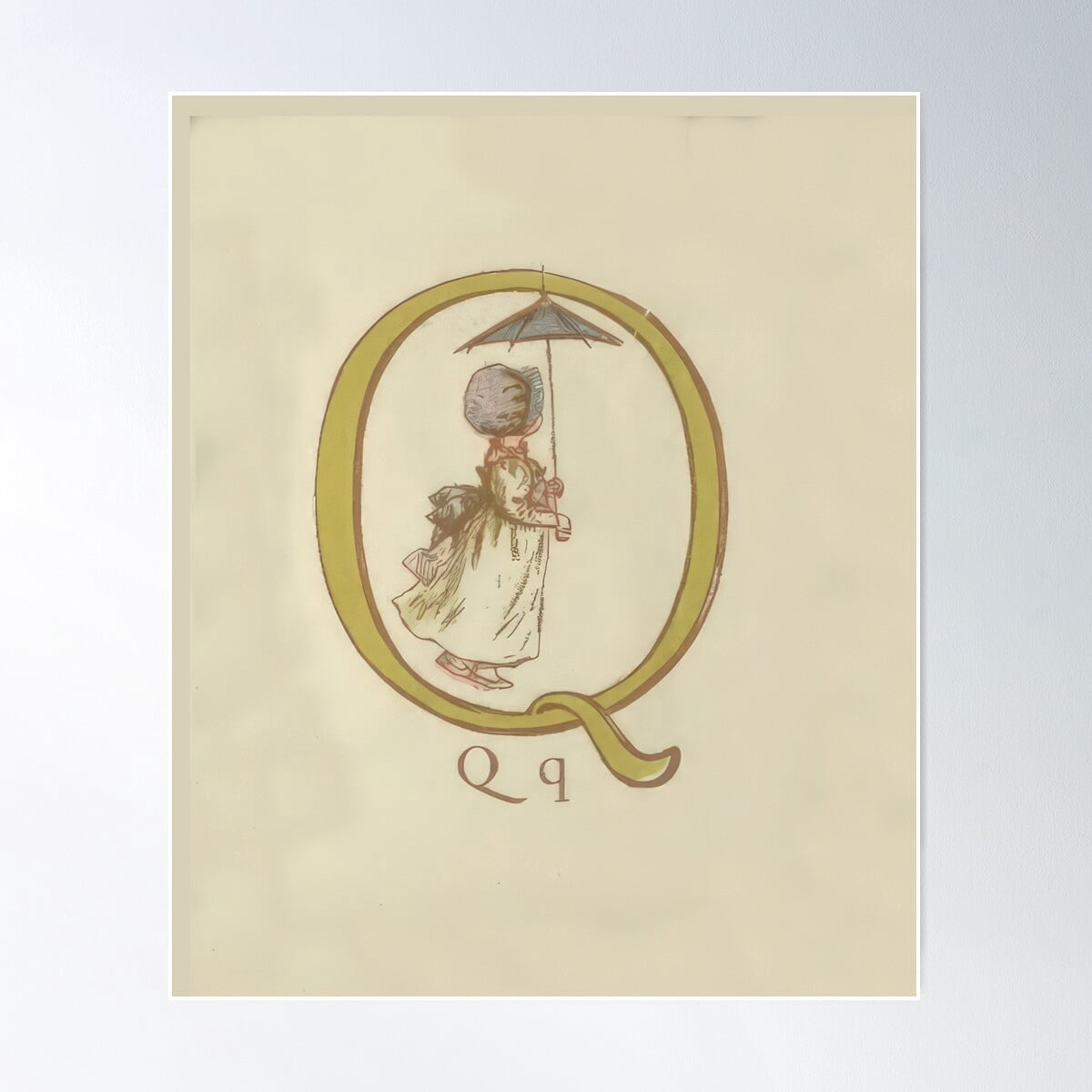 Kate Greenaway Letter Q Poster Wall Art, Modern Wall Decor For Living ...
