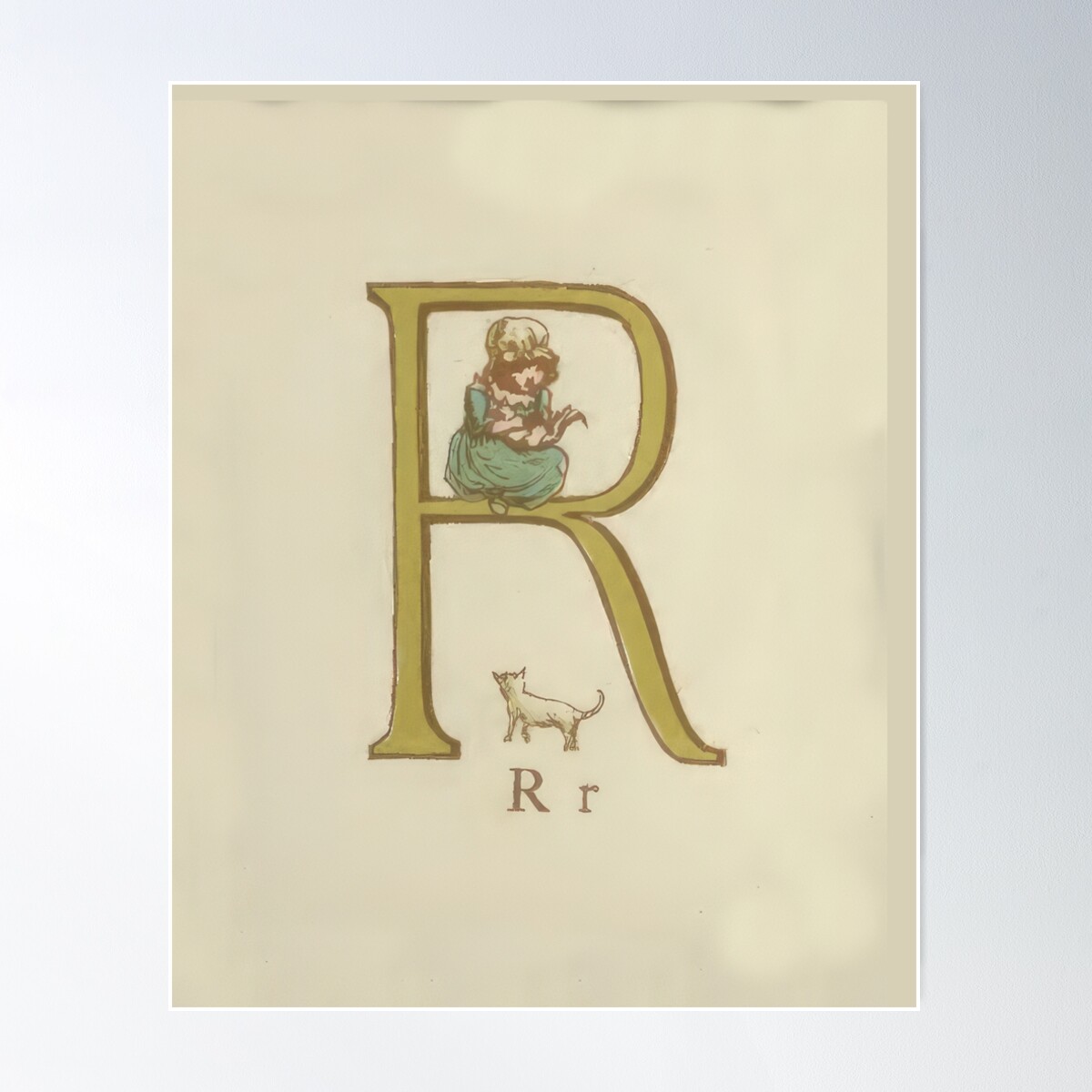 Kate Greenaway Letter R Poster Wall Art, Modern Wall Decor For Living ...