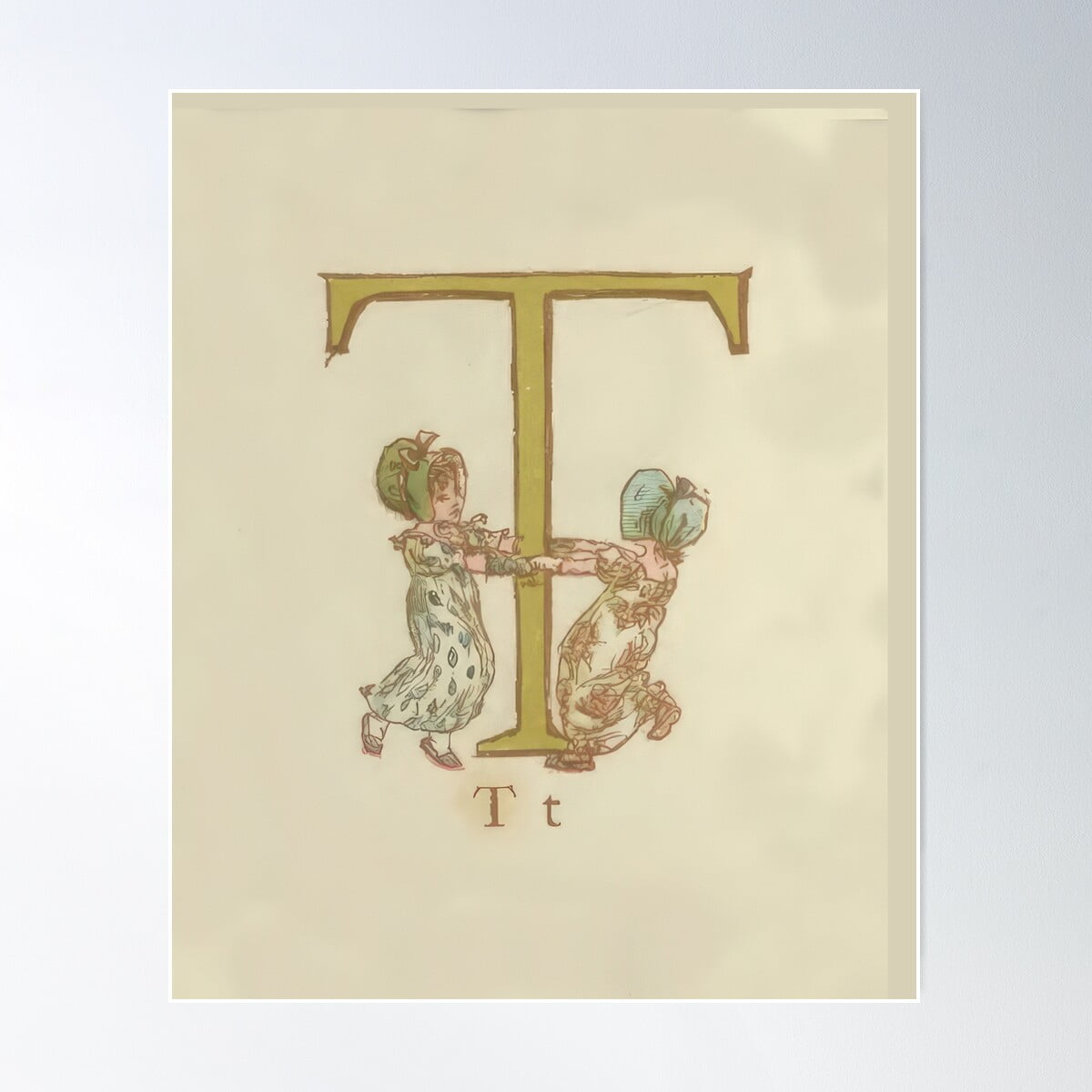 Kate Greenaway Letter T Poster Wall Art, Modern Wall Decor For Living ...