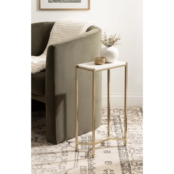 Kate and Laurel Aguilar Modern Glam Slim Side Table, 12 x 7 x 22, White ...