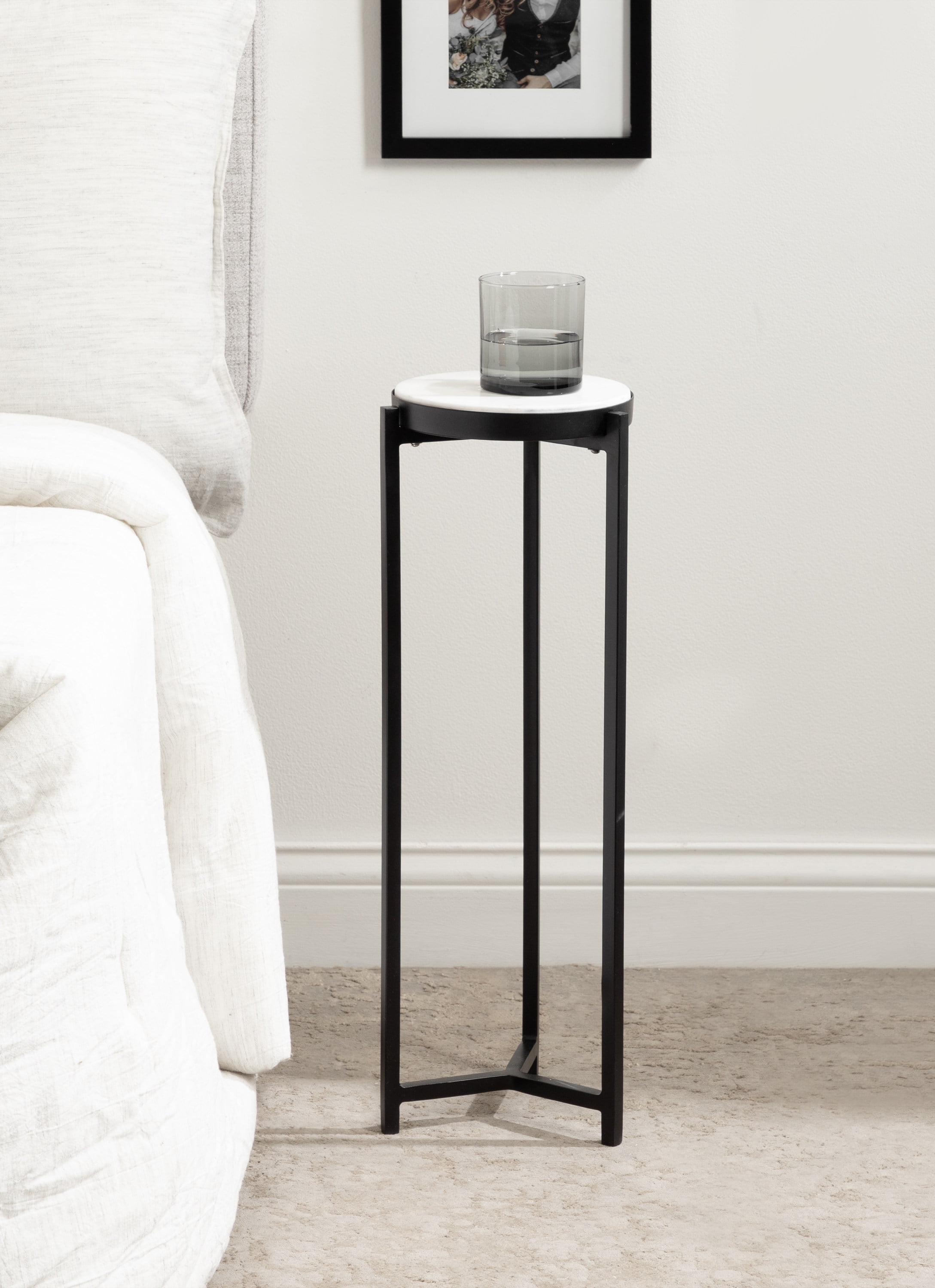 Kate and Laurel Aguilar Modern Round Drink Table, 9 x 9 x 23, White and ...