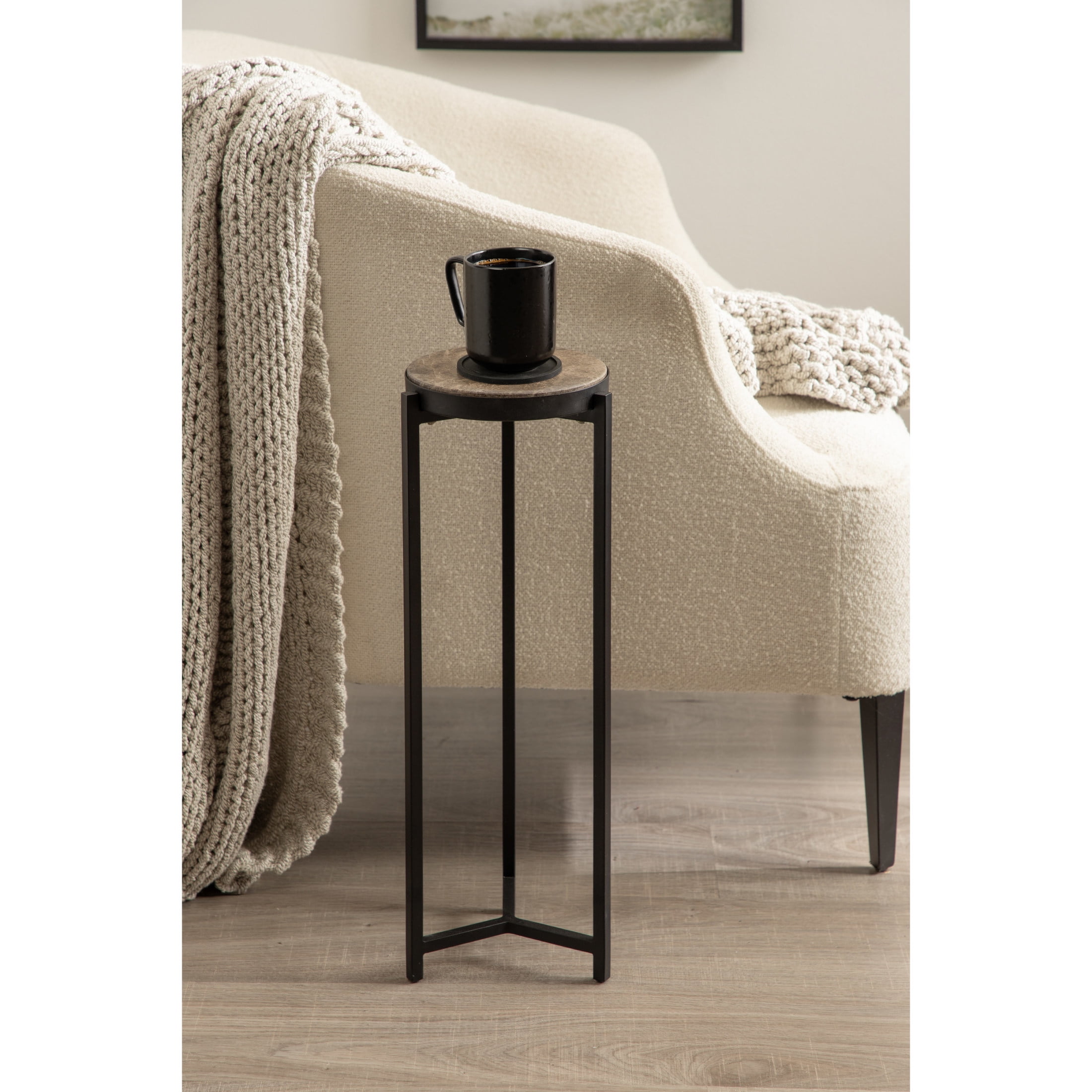 Kate and Laurel Aguilar Modern Round Drink Table, 9 x 9 x 23, Emperador ...