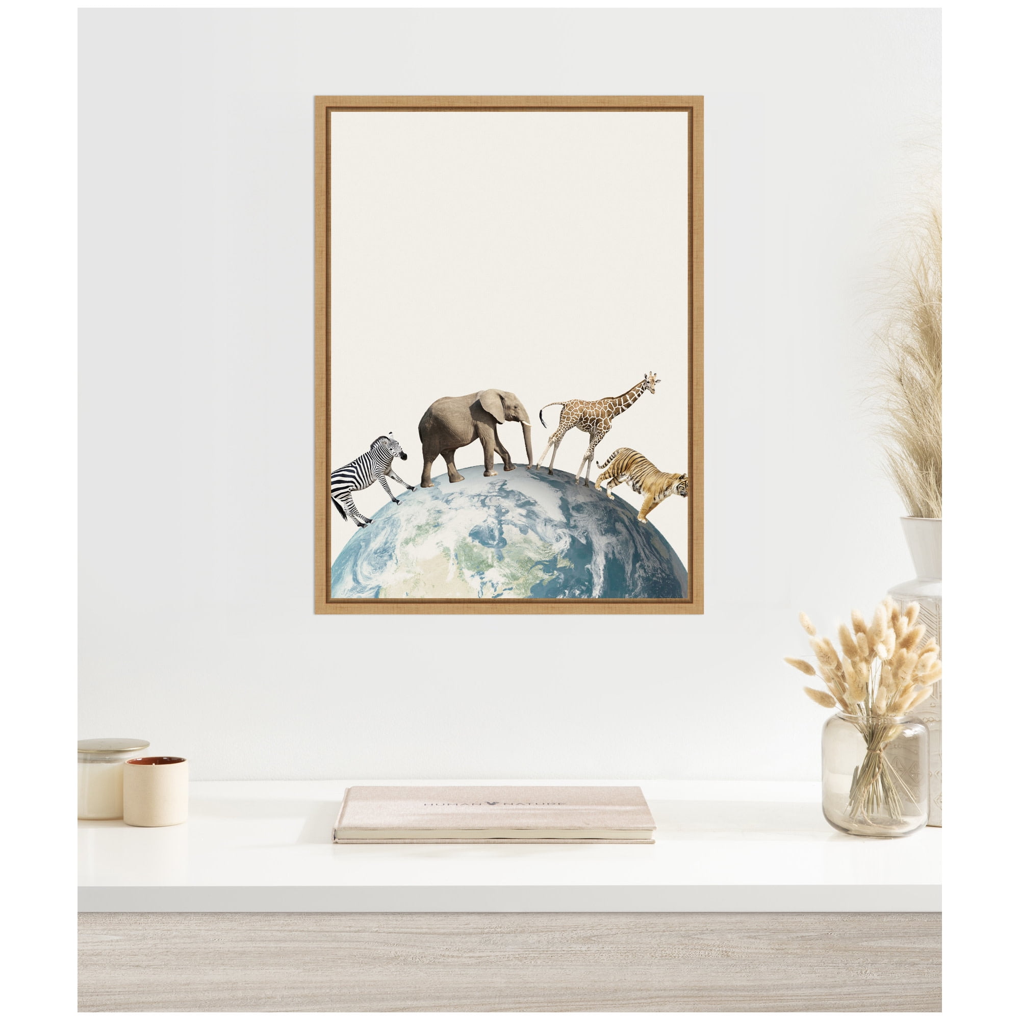 Kate and Laurel Animals Walk Across the Planet Framed Canvas Wall Art ...