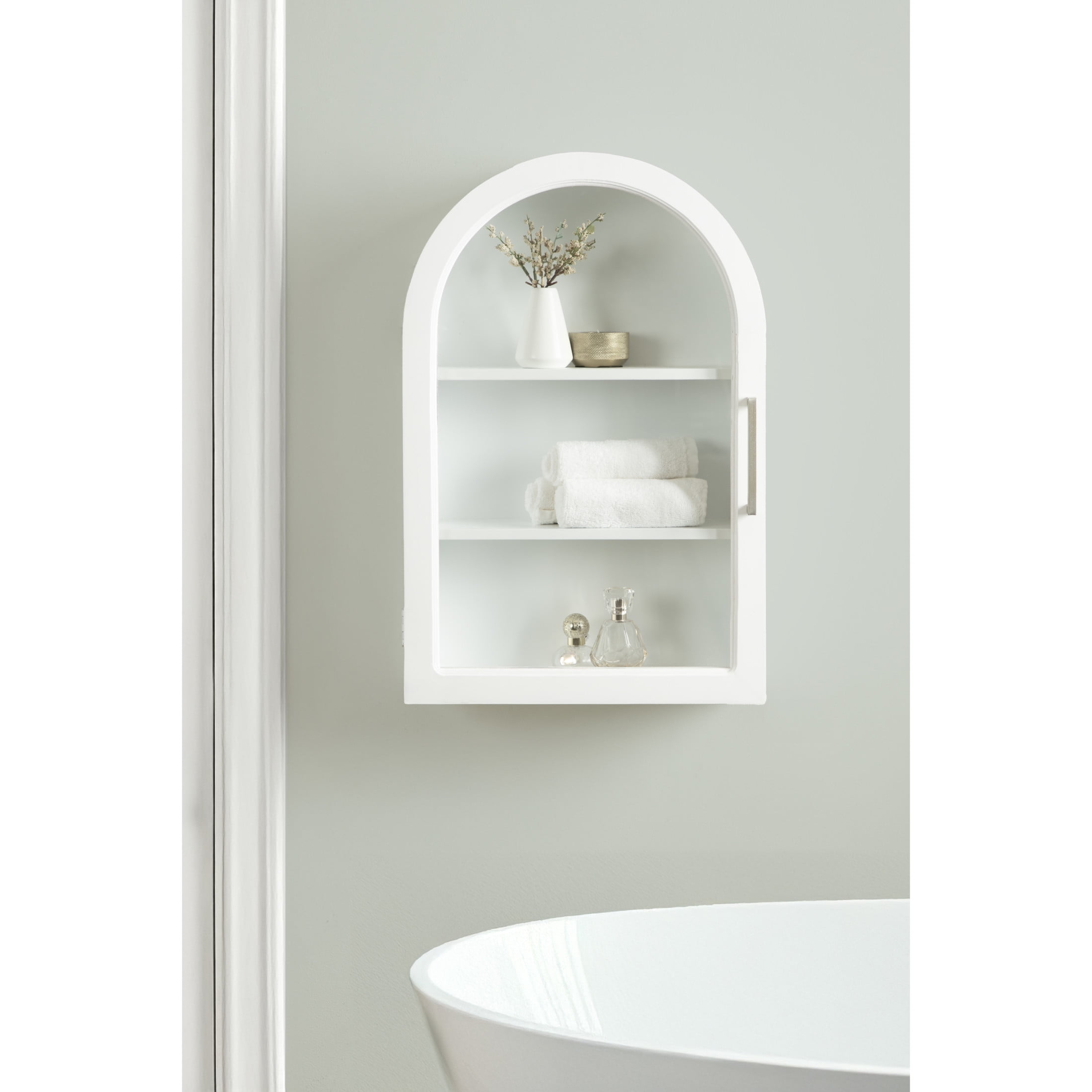 Kate and Laurel Arcott Modern Arch Wall Cabinet, 16 x 7 x 24, White ...