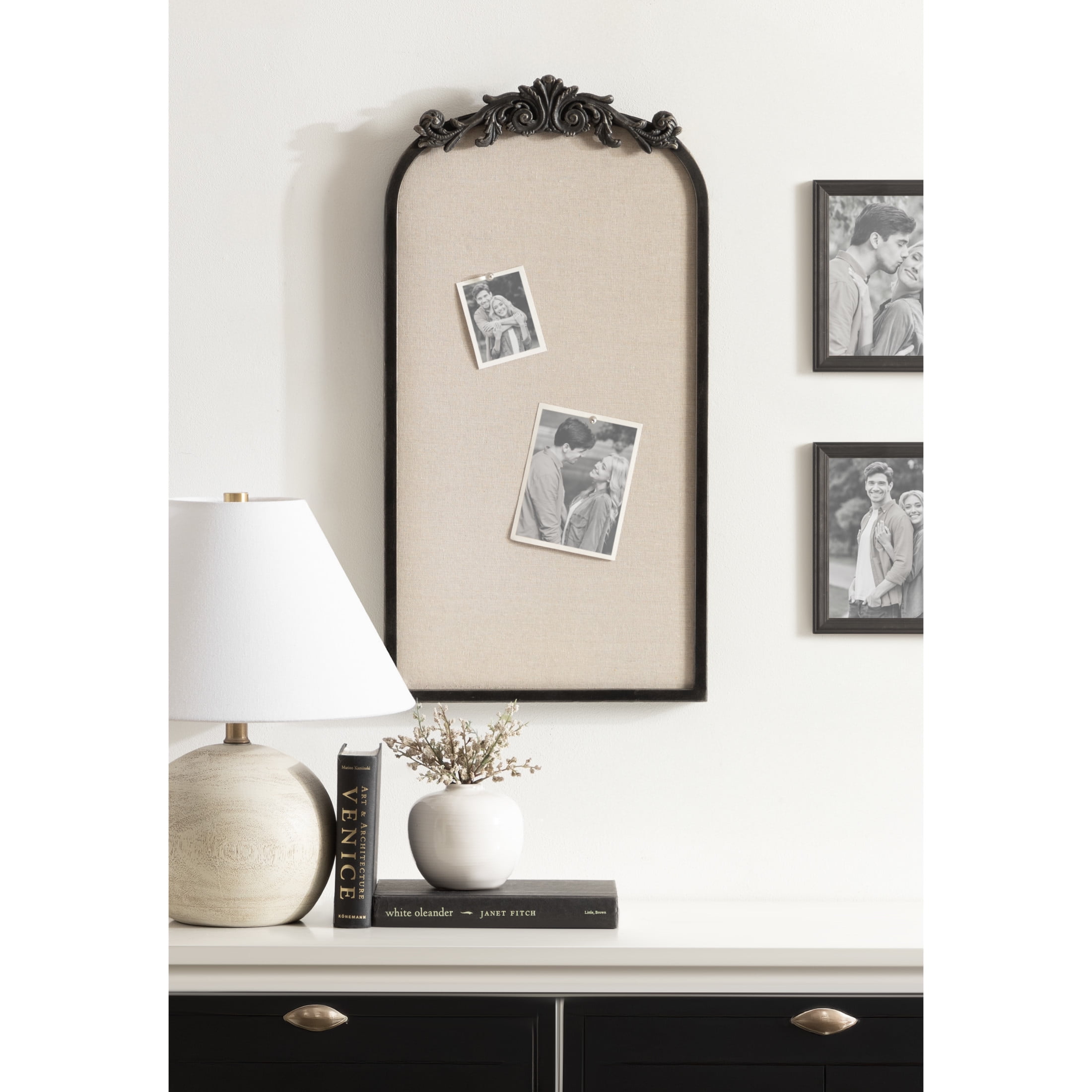 Kate and Laurel Arendahl Arch Pinboard, 13 x 25, Black, Framed Arched ...