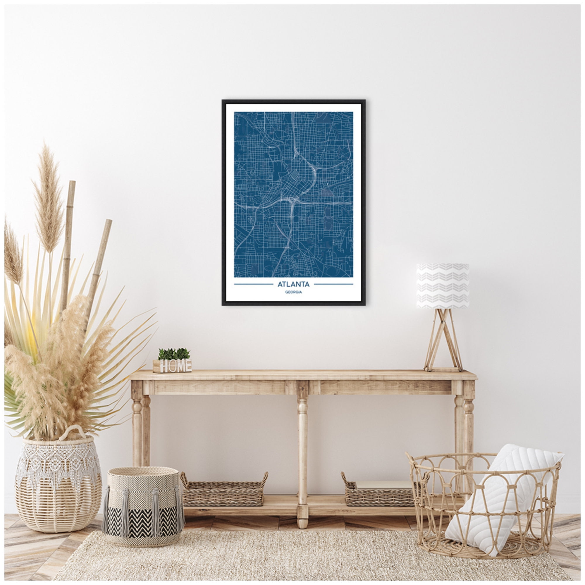 Kate and Laurel Atlanta Map Regal Blue Framed Canvas Wall Art by Jacob ...