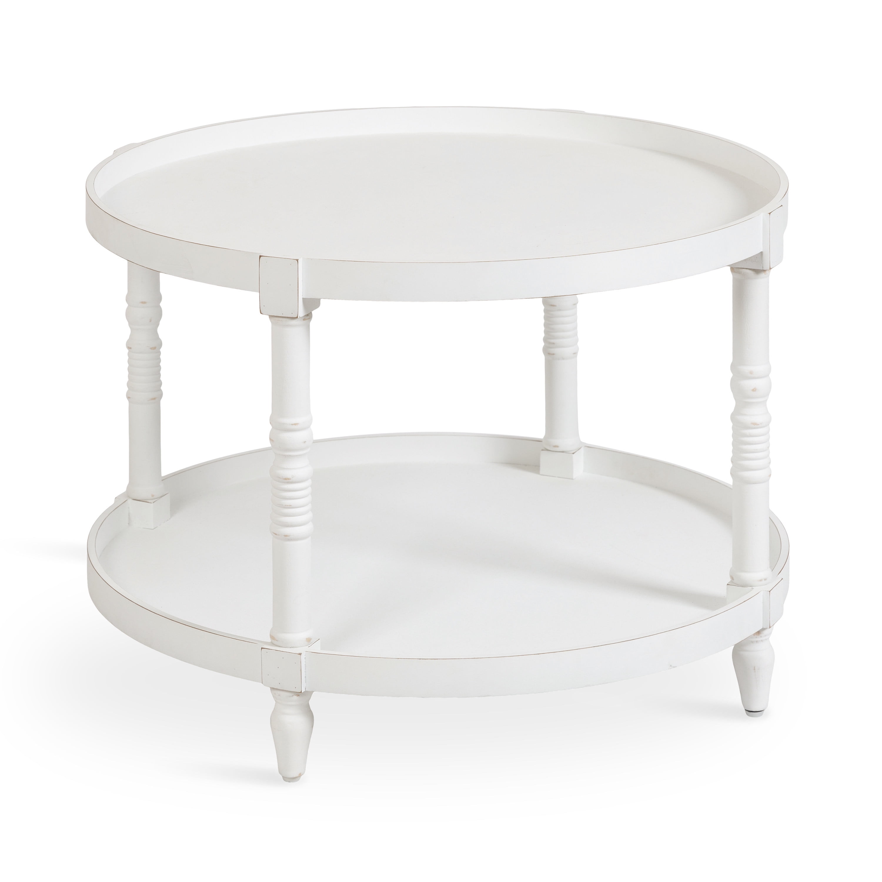 Kate and Laurel Bellport Tiered Round Coffee Table, White, Two-Tier ...