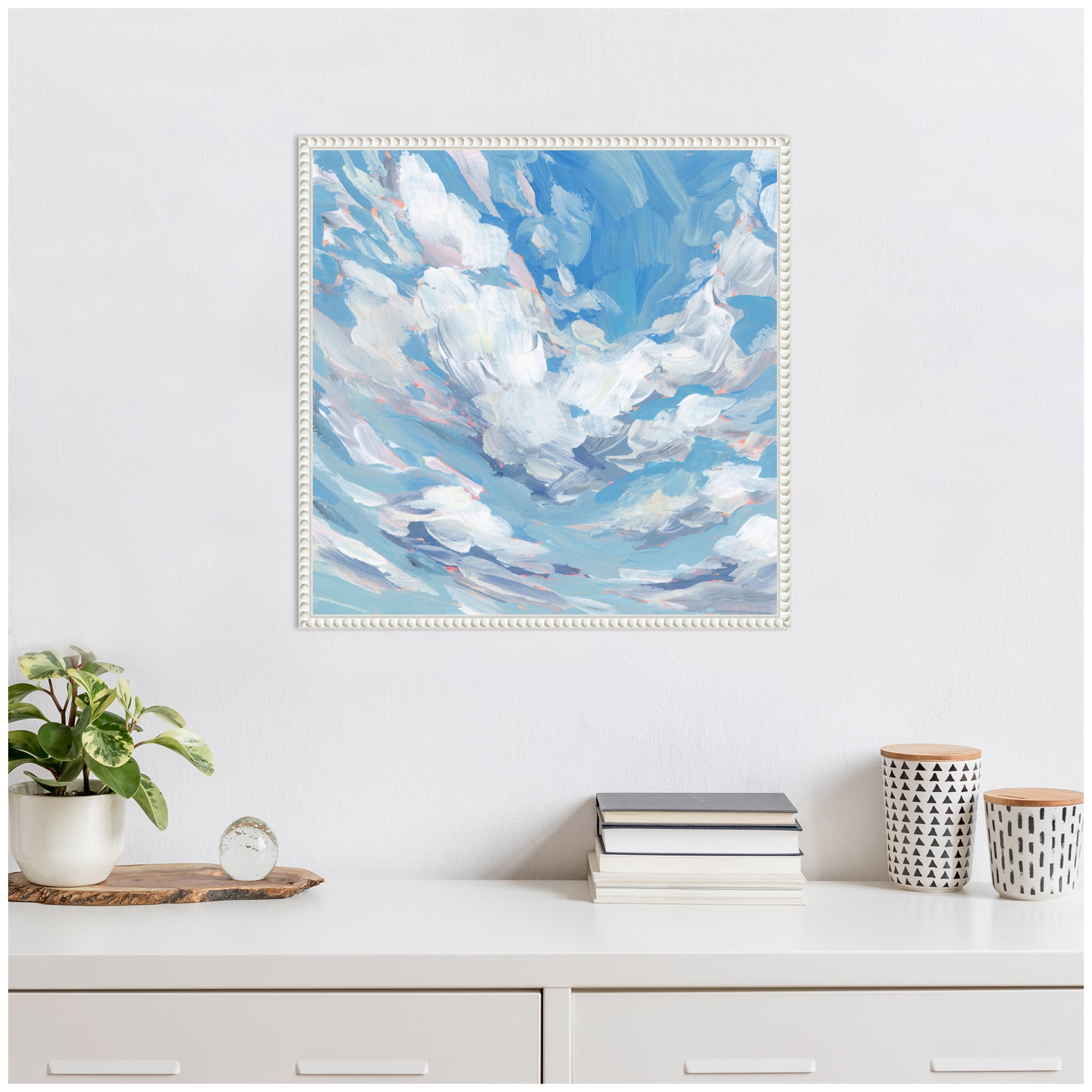 Kate and Laurel Blue Skies Cloud Study Framed Canvas Wall Art by Emily Kenney 22 x 22 Sylvie ...