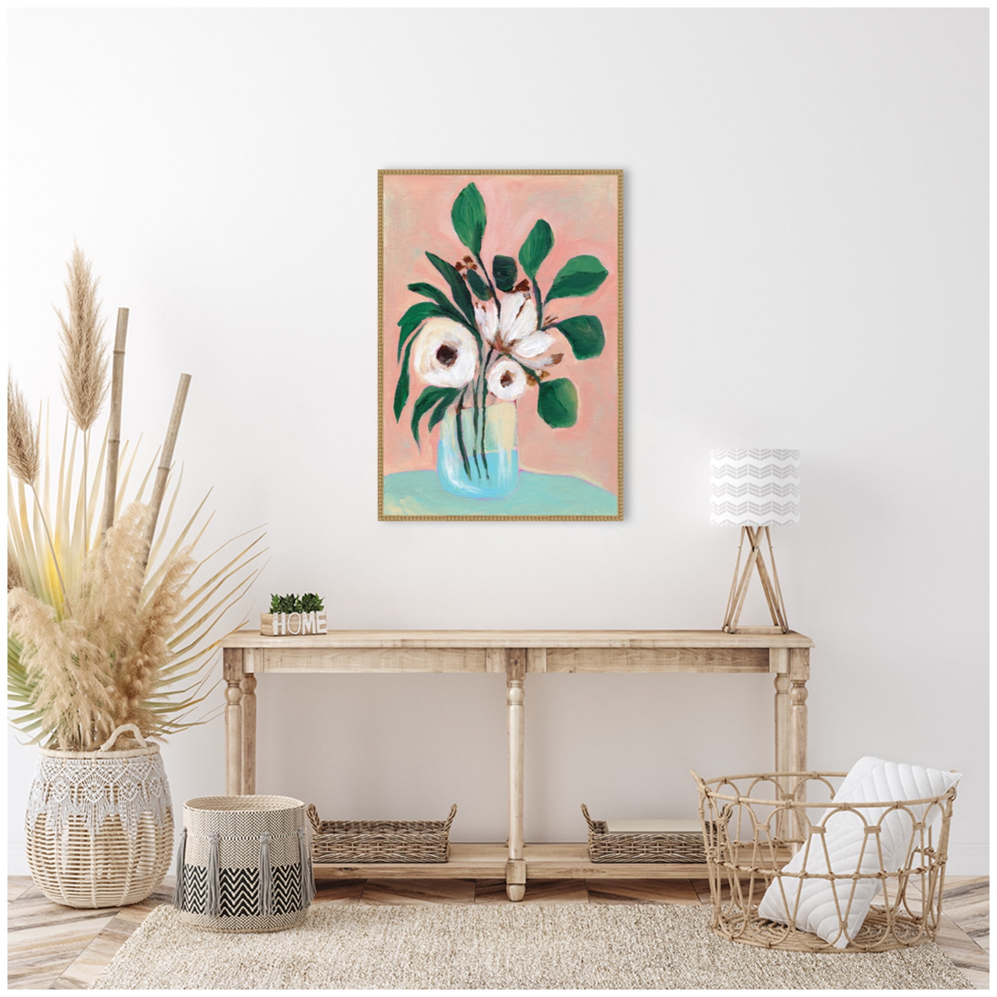 Kate and Laurel Blush in Bloom Framed Canvas Wall Art by Nikita ...