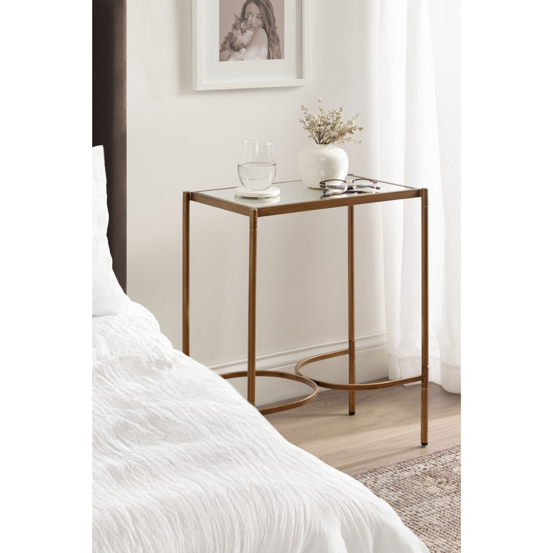 Kate and Laurel Catriona Modern Glam Metal Skinny Side Table, 19 x 11 x ...