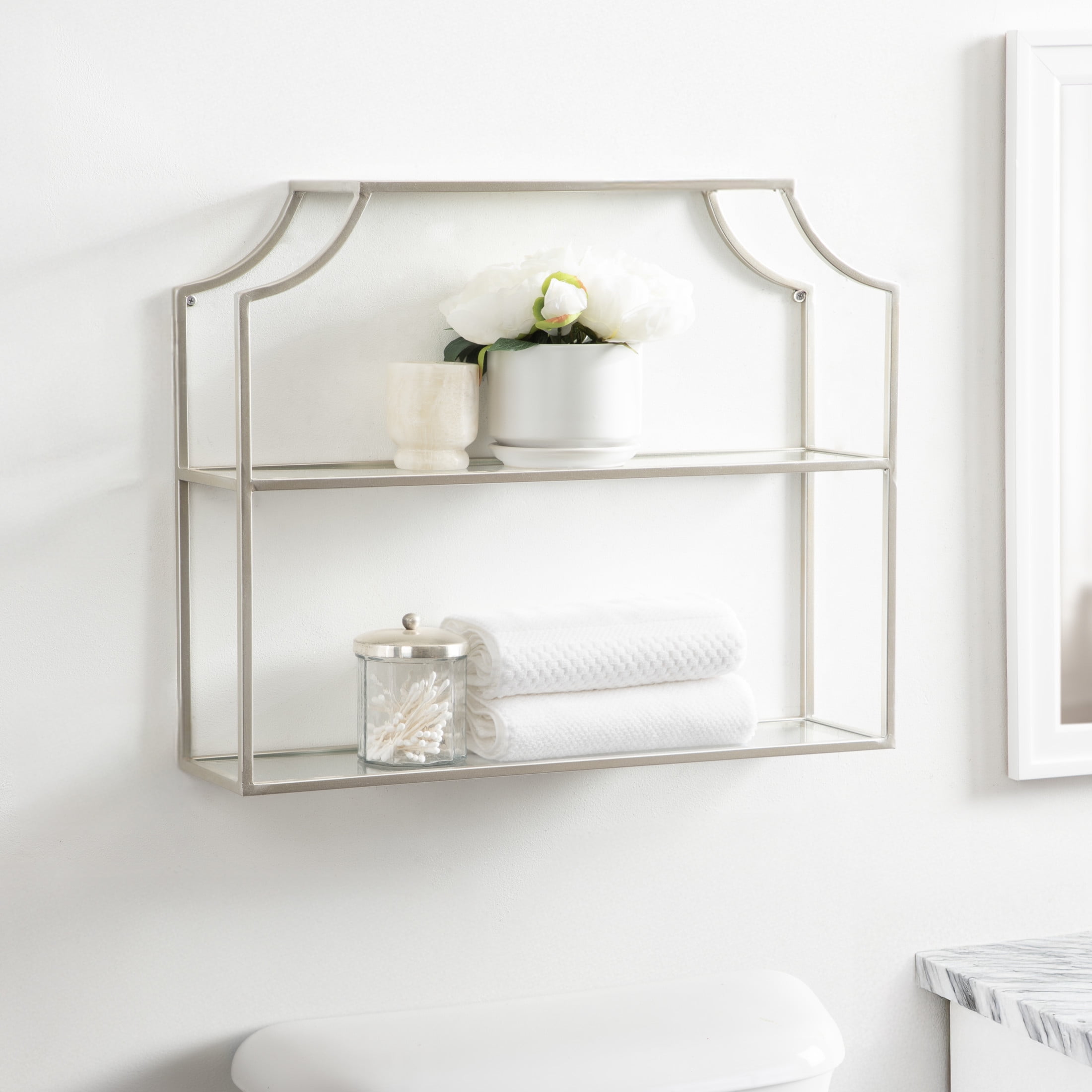 Kate and Laurel Ciel Modern Glam Wide Two-Tier Wall Shelf, 24 x 20 ...