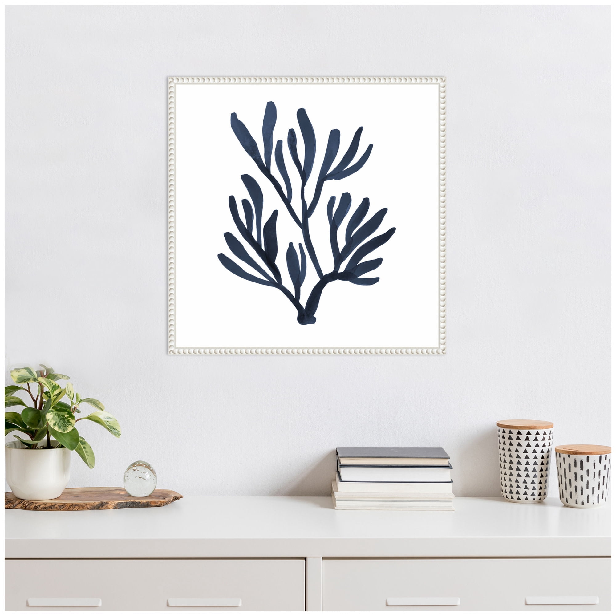 Kate and Laurel Coastal Coral Seaweed Botanical 5 Framed Canvas Wall ...