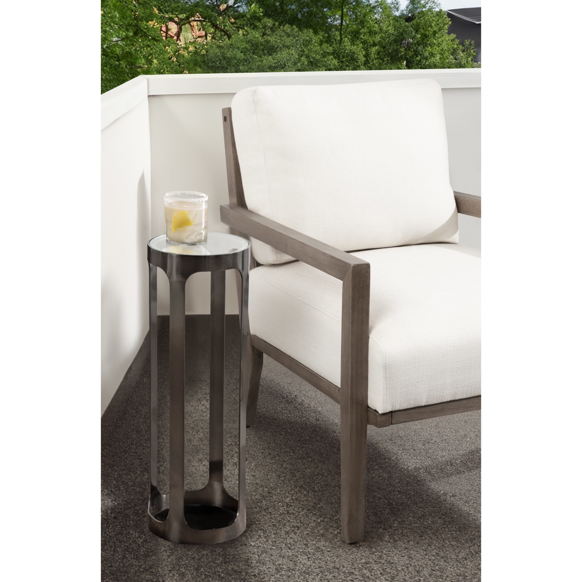 Kate and Laurel Dahl Modern Round Glass Top Outdoor Drink Table, 8 x 8 ...