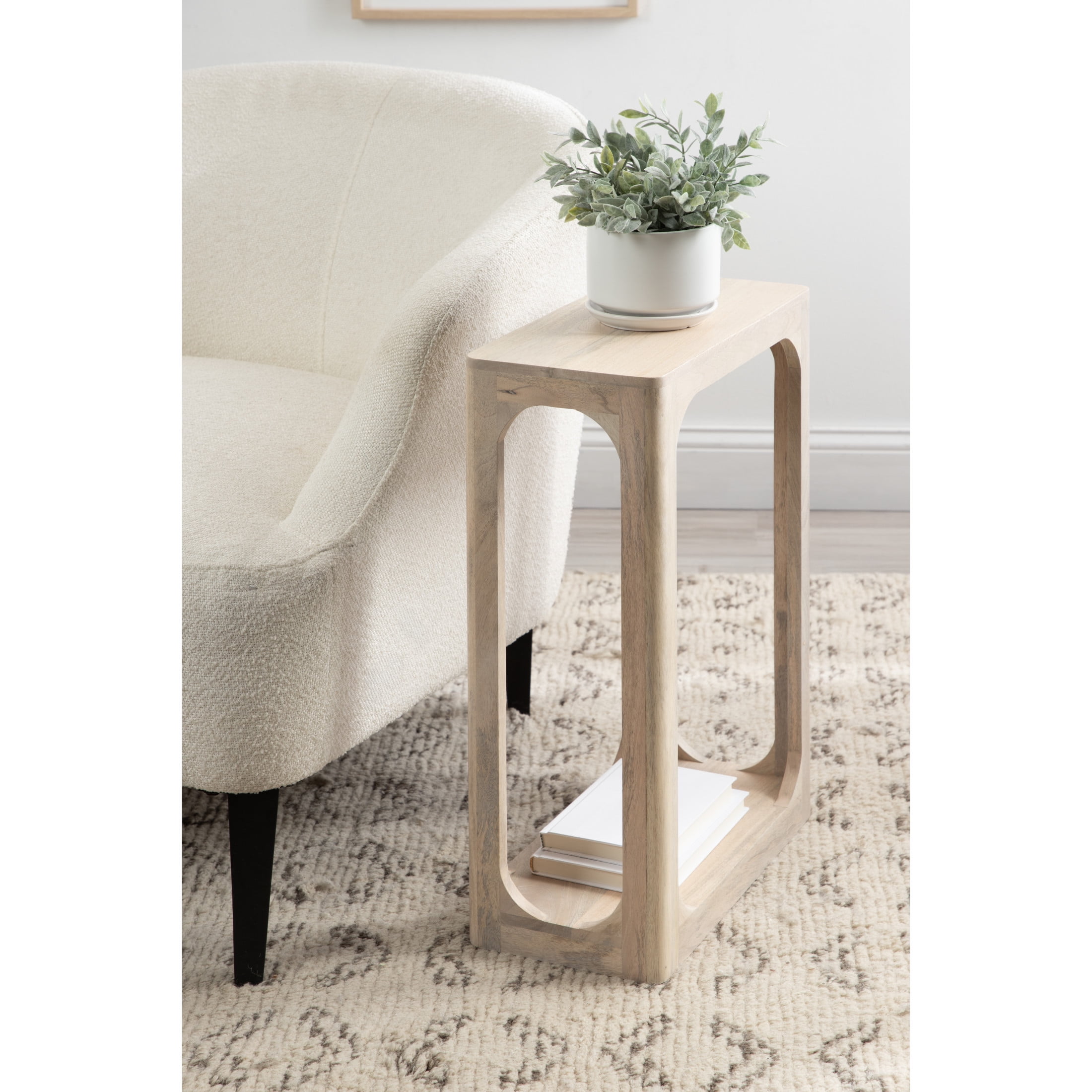 Kate and Laurel Dahl Modern Slatted Wooden Slim Side Table, 16 x 8 x 24 ...