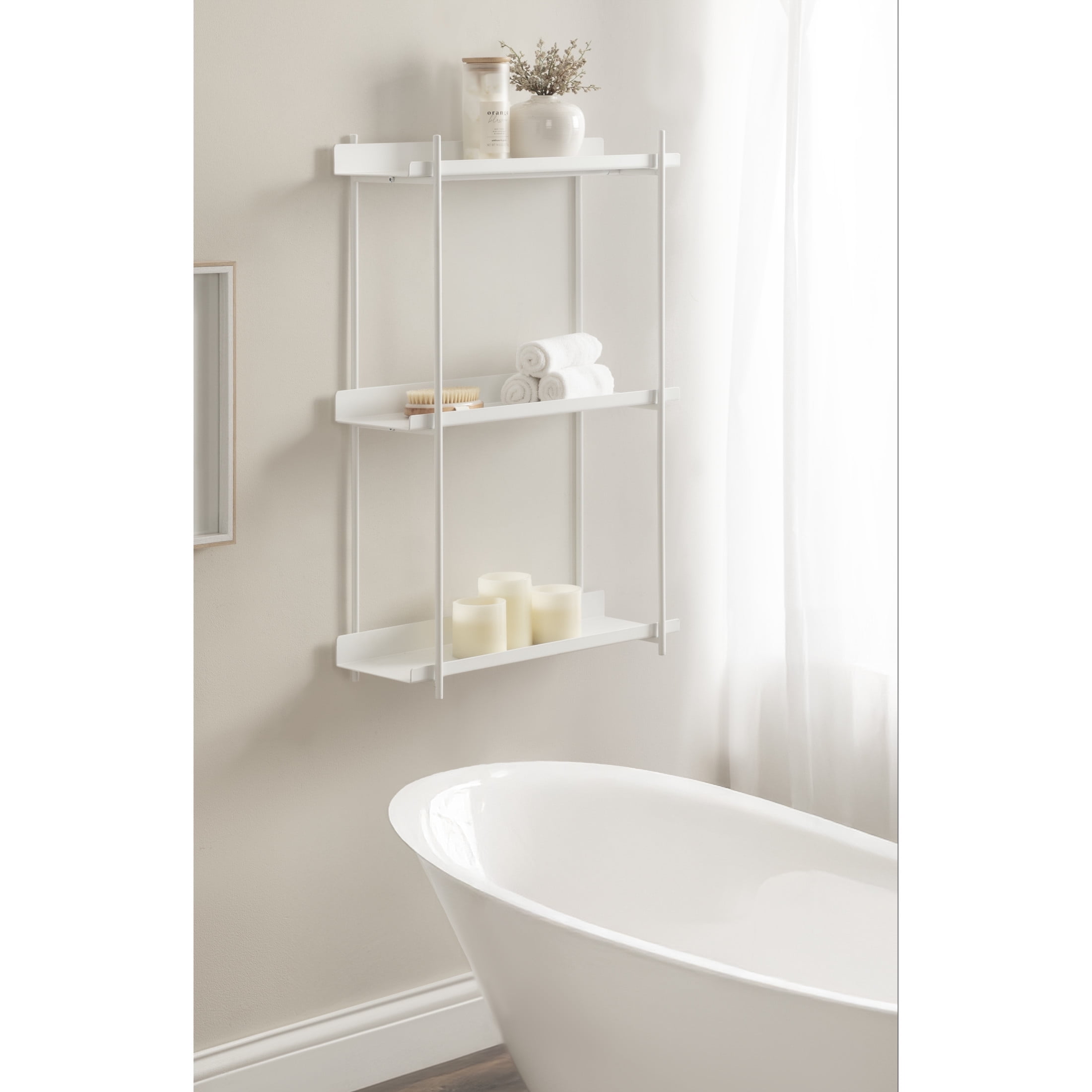 Kate and Laurel Dominic Modern Metal Bathroom Shelf, 20 x 7 x 30, White ...