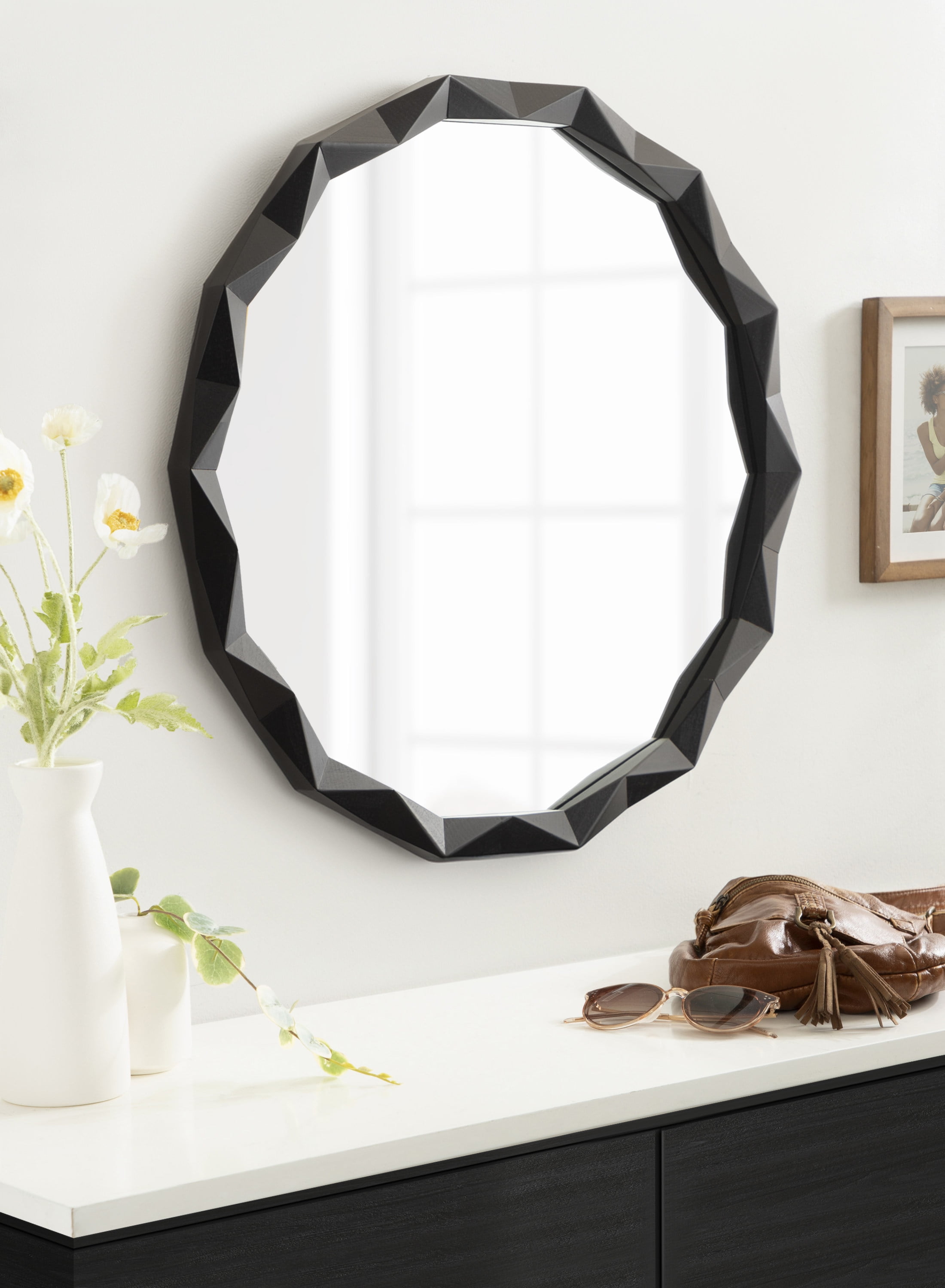 Kate and Laurel Endicott Modern Geometric Round Wall Mirror, 26 Inch ...