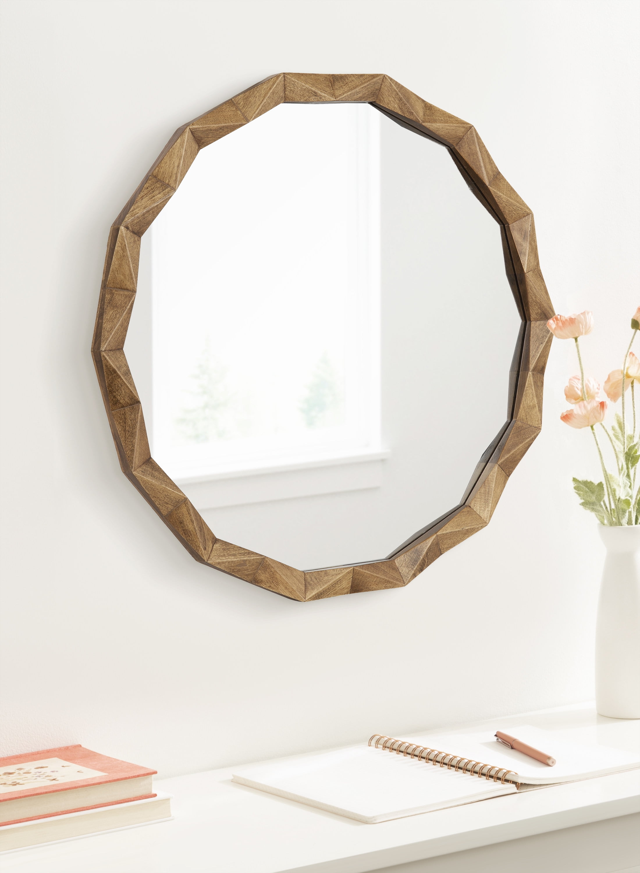 Kate and Laurel Endicott Modern Geometric Round Wall Mirror, 26 Inch ...