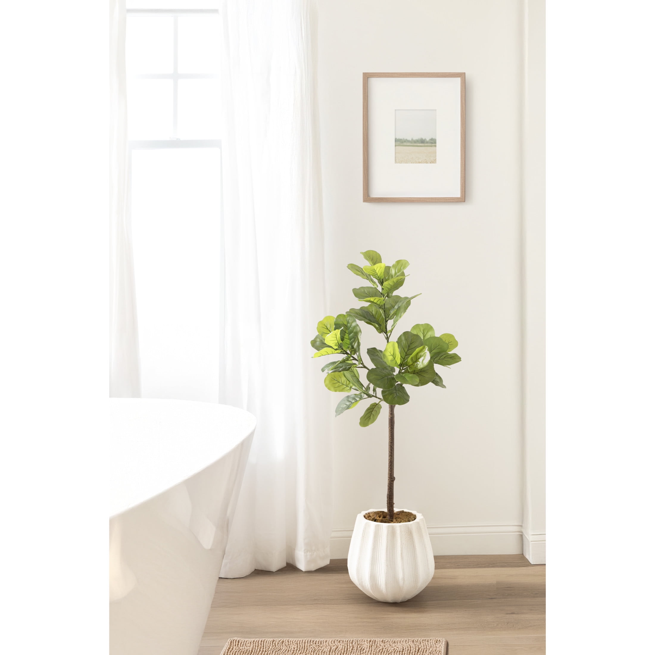 Kate and Laurel Fidmont Modern Faux Fiddle Fig Tree, 4 FT, Potted ...