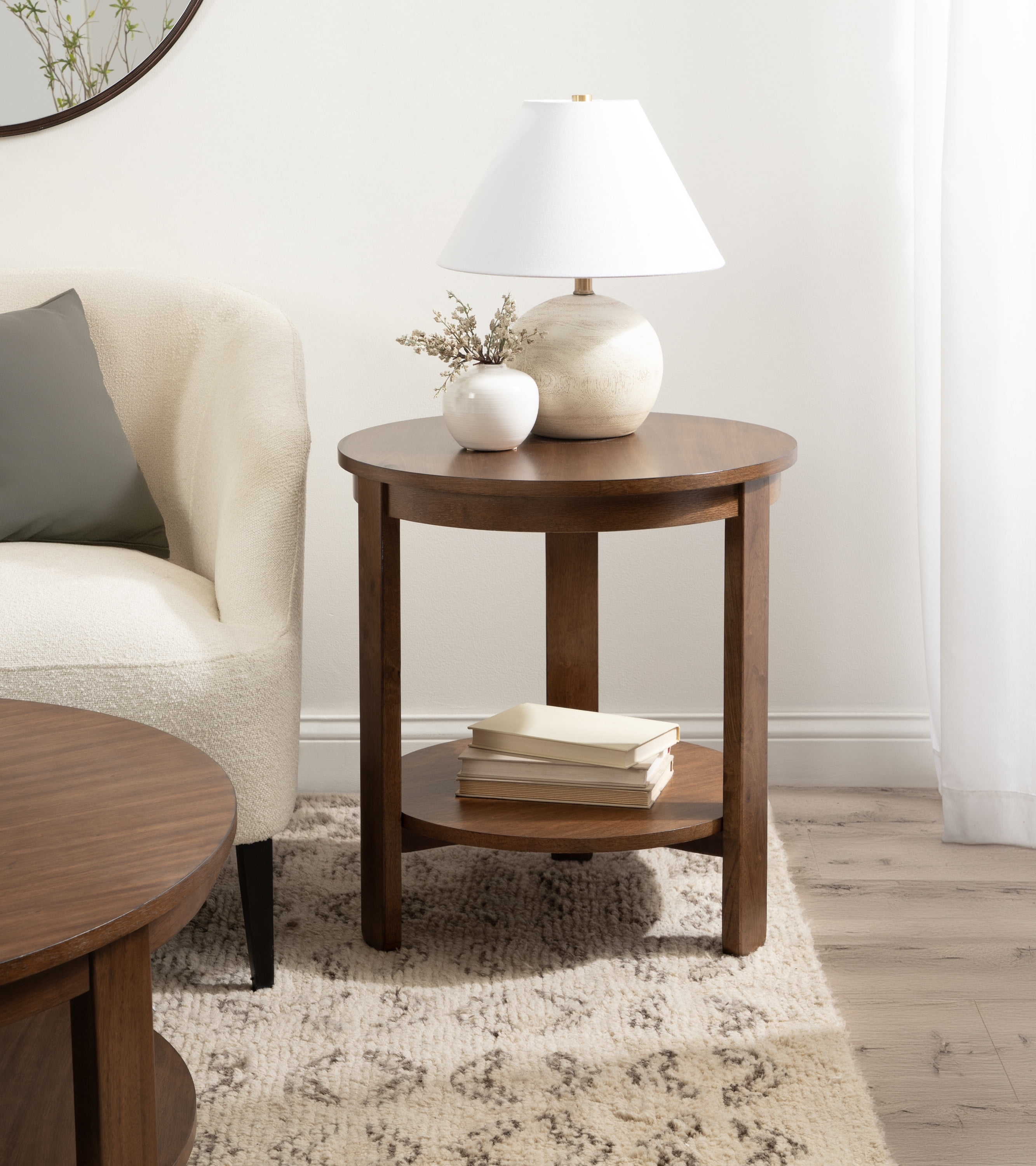 Kate and Laurel Foxford Tiered Round Side Table, 22 x 22 x 24, Walnut ...