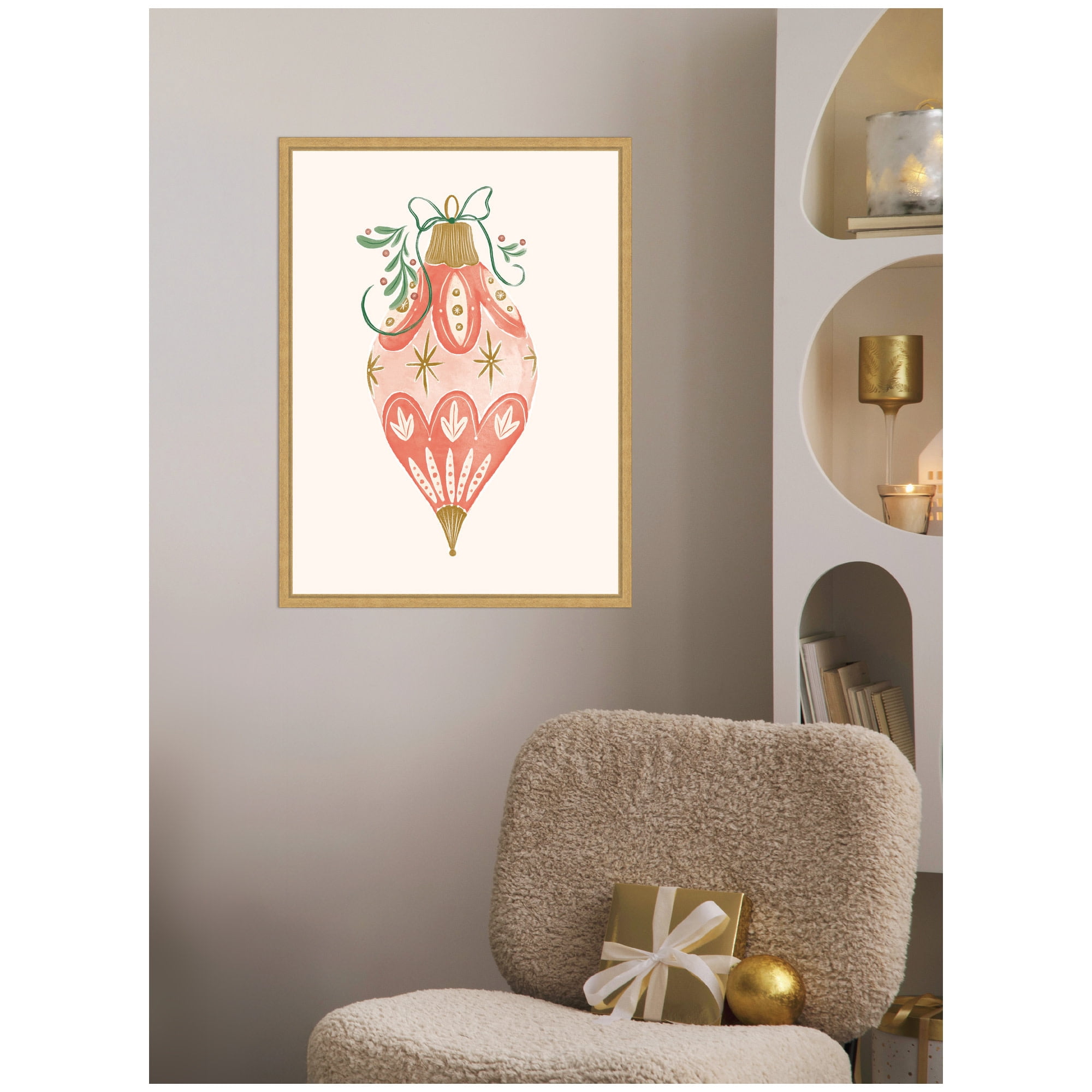 Kate and Laurel Framed Canvas Wall Art Print 'Holiday Ornament ...