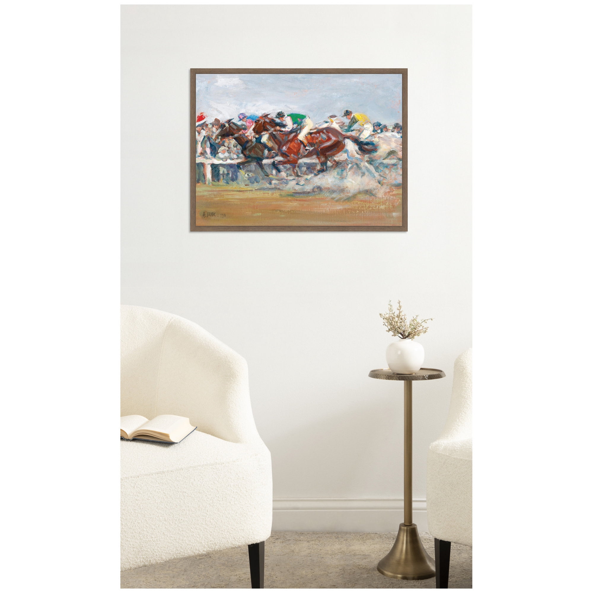 Kate and Laurel Framed Canvas Wall Art Print Horse Race 1911 Angelo ...
