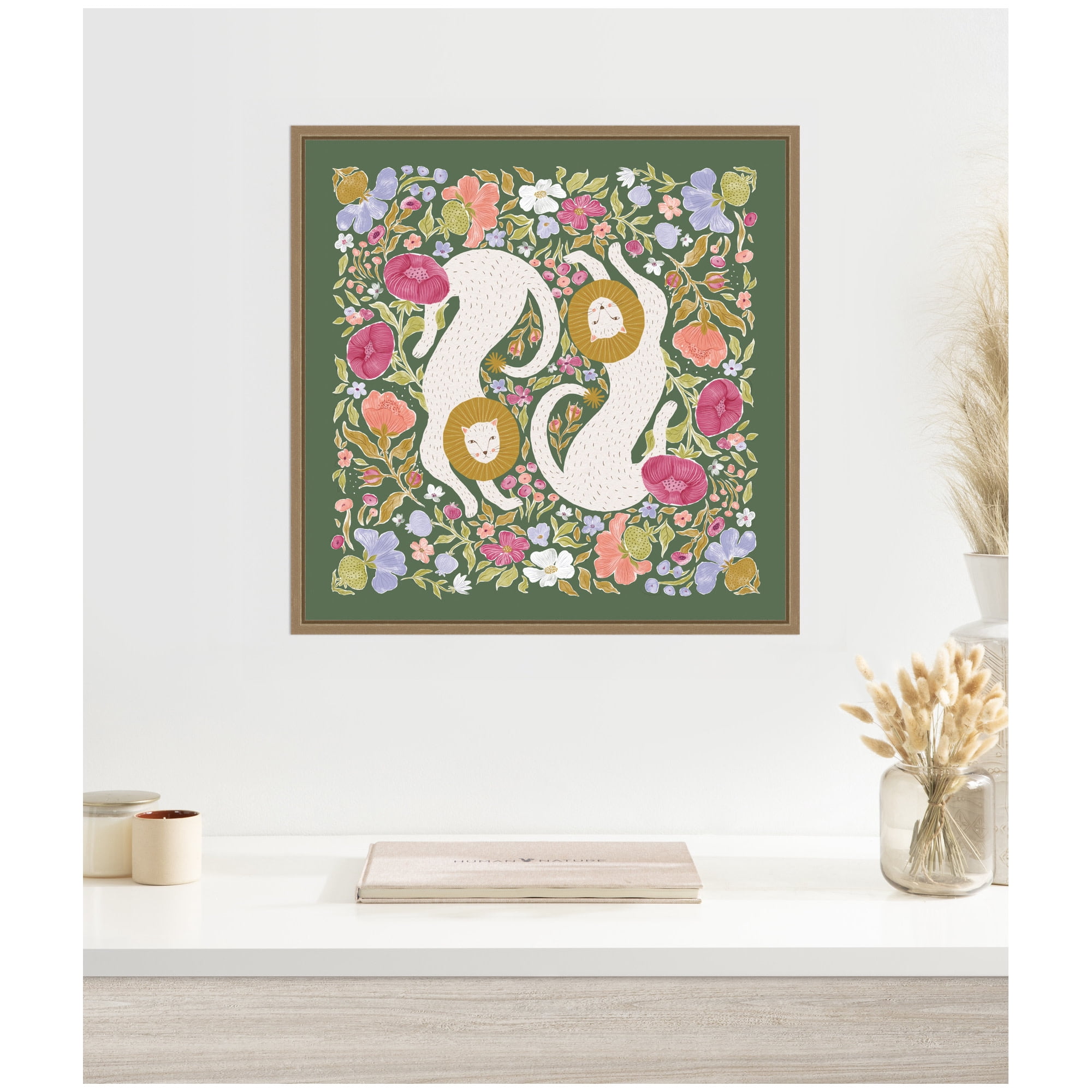 Kate and Laurel Framed Canvas Wall Art Print JL Lions Menagerie by Jill ...