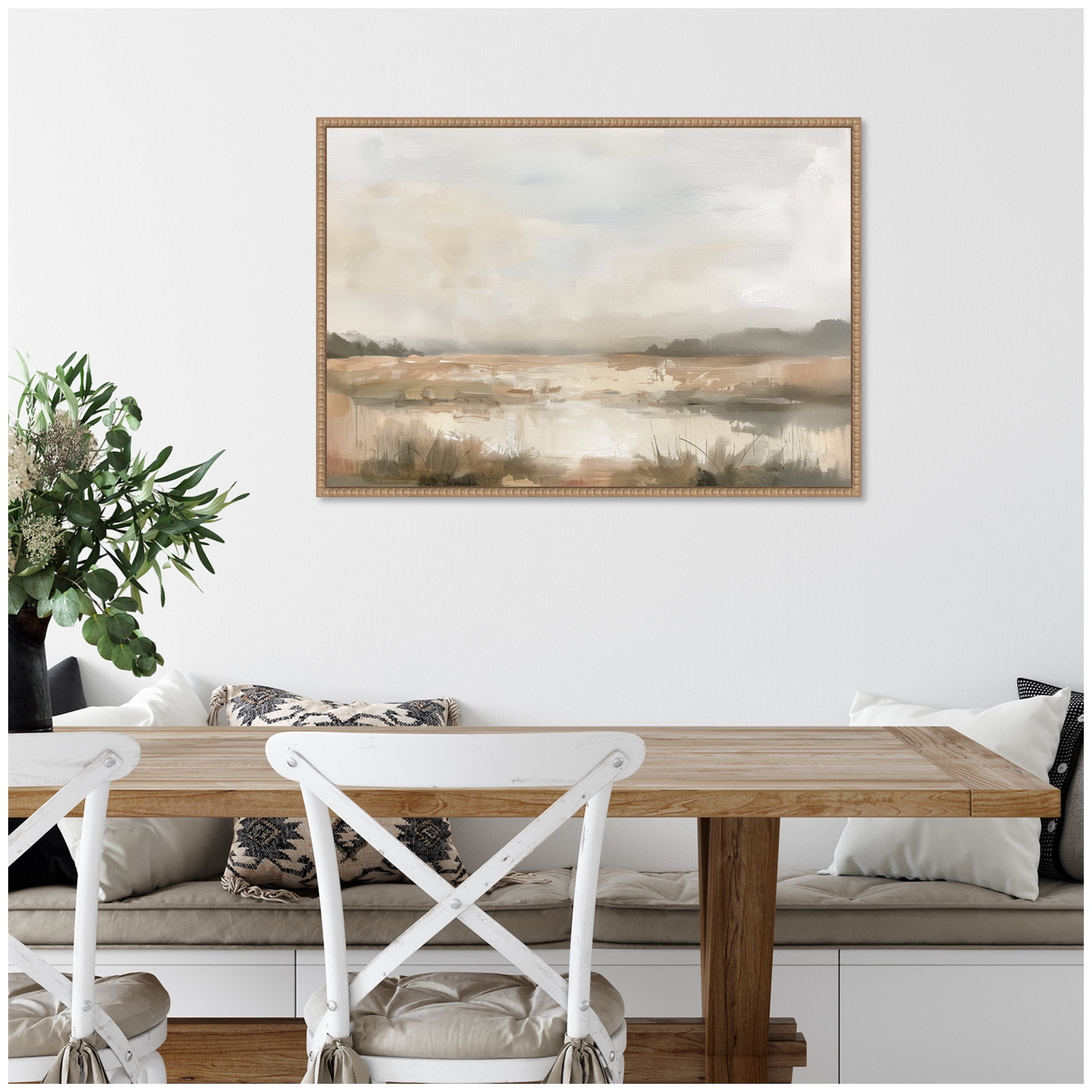 Kate and Laurel Framed Canvas Wall Art Print Neutral Abstract Landscape ...
