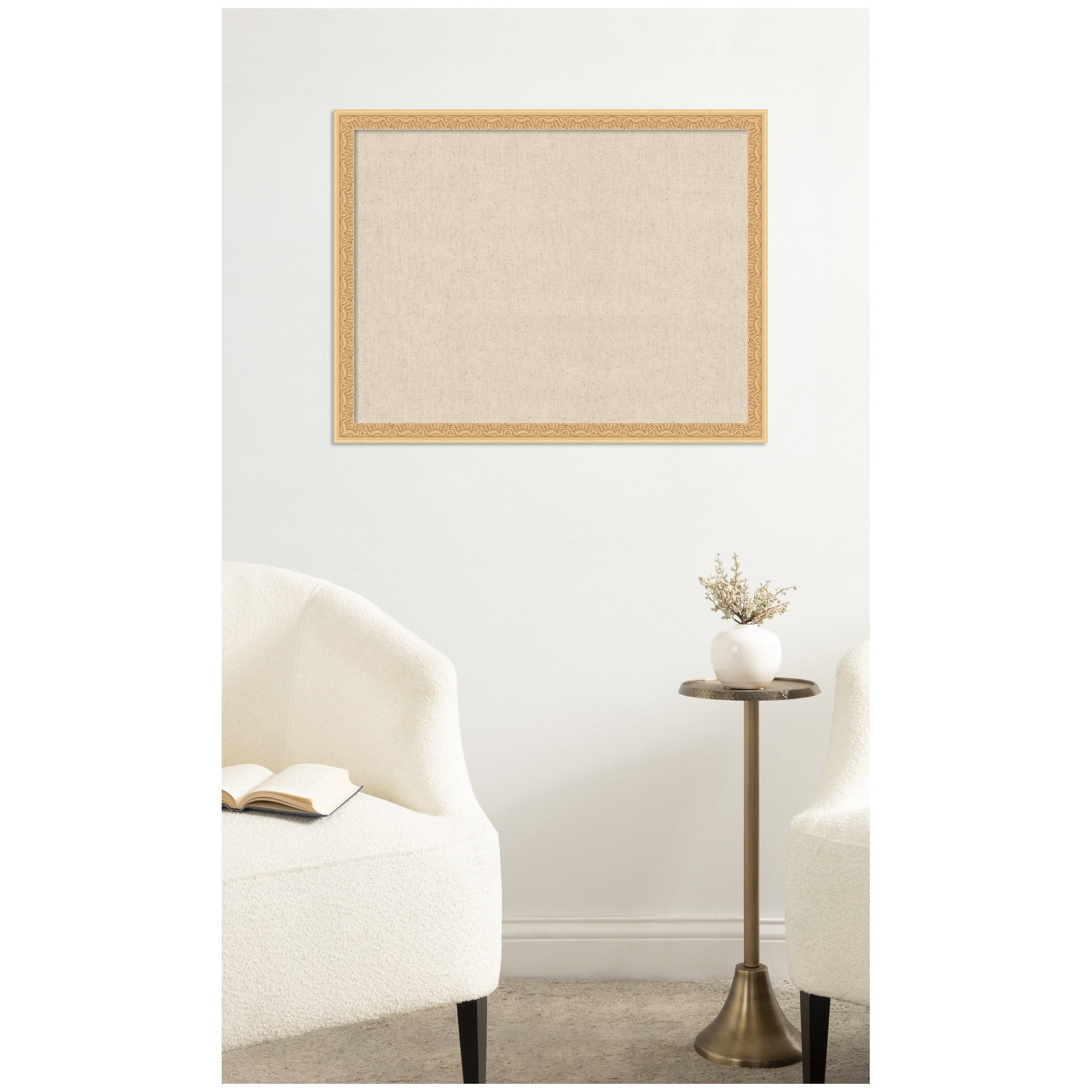 Kate and Laurel Framed Fabric Pinboard 26 x 20, Neutral Weave Printed ...