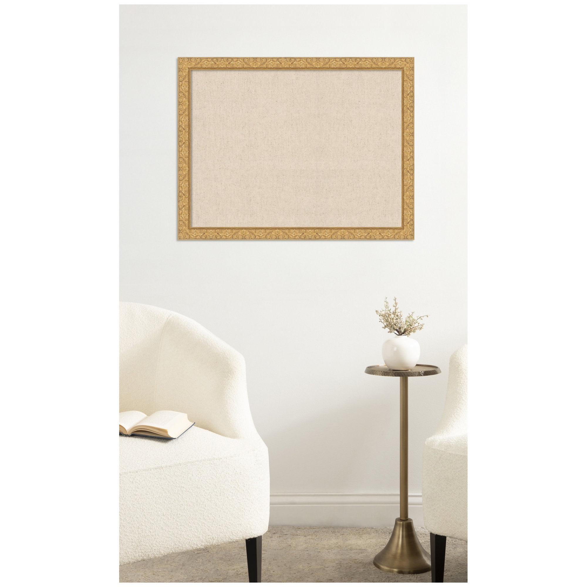 Kate and Laurel Framed Fabric Pinboard 26 x 20, Neutral Weave Printed ...