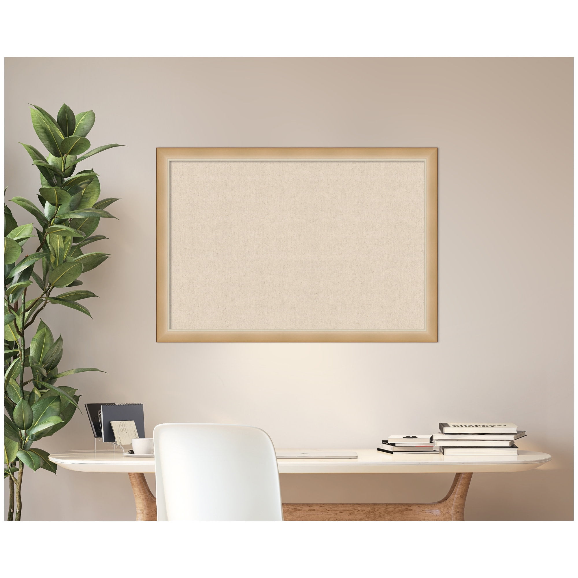 Kate and Laurel Framed Fabric Pinboard 39 x 27, Neutral Weave Printed ...
