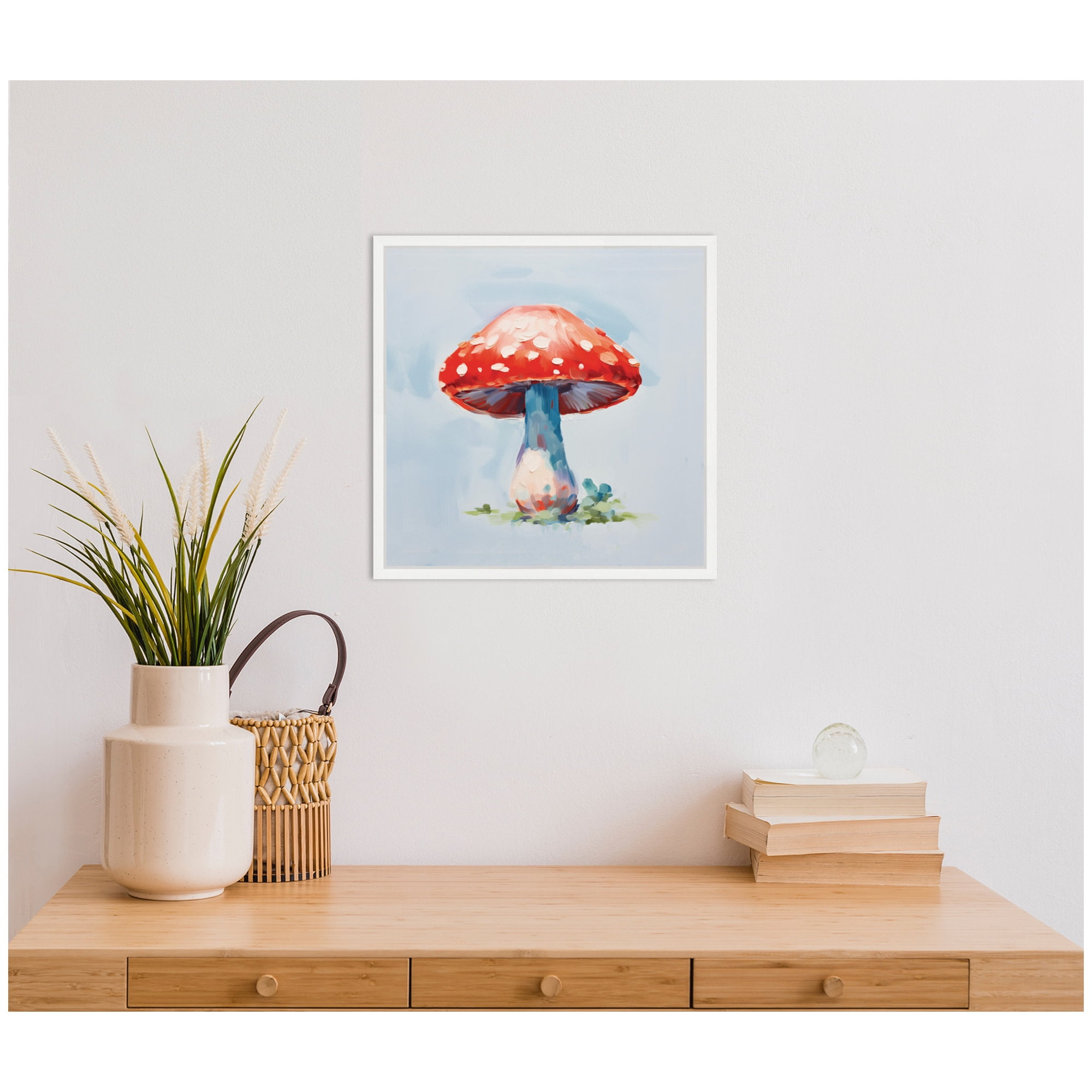 Kate and Laurel Funky Magical Fly Agaric Mushroom Framed Canvas Wall ...