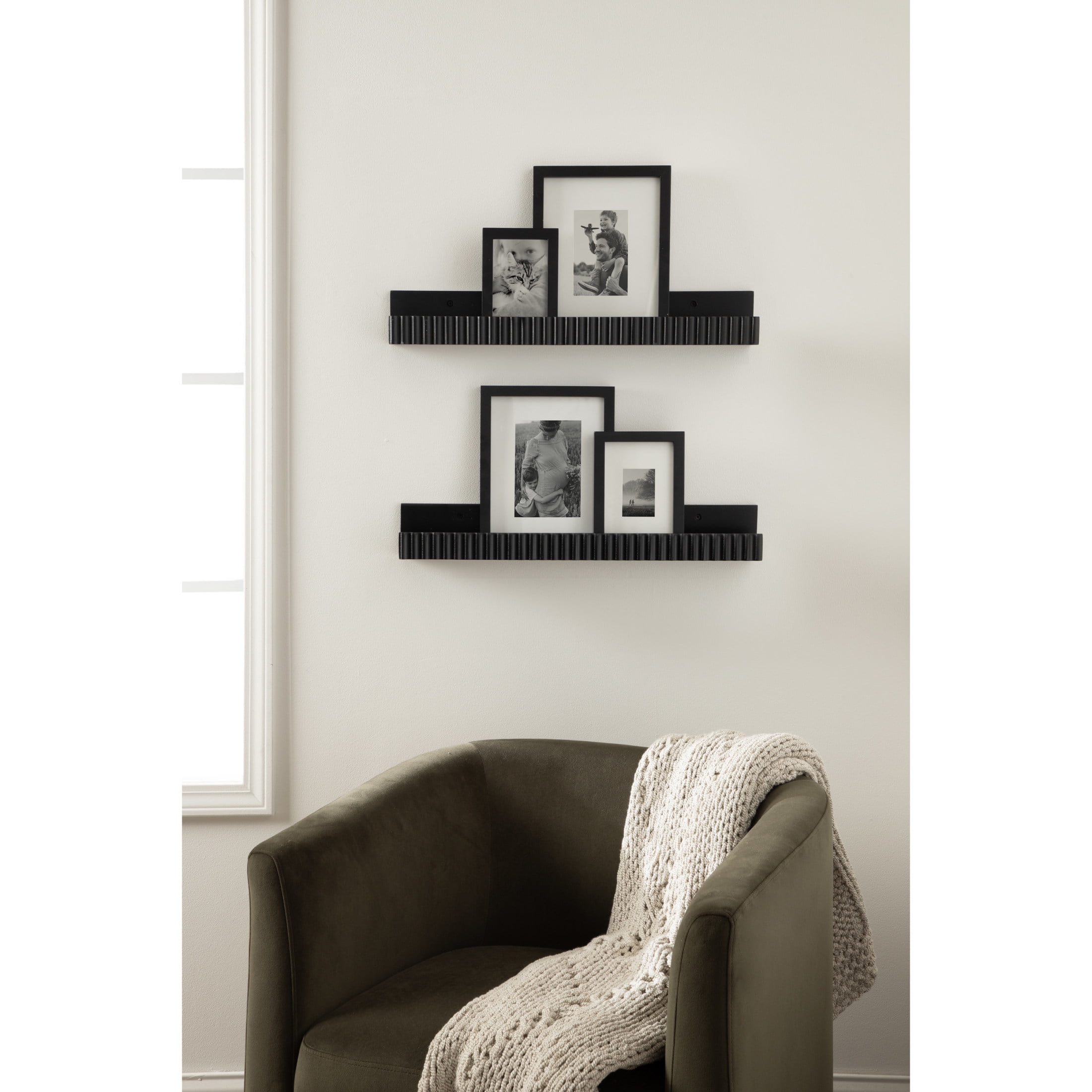 Kate and Laurel Furrow Modern Wood Photo Display Ledges, Set of 2, 24 ...
