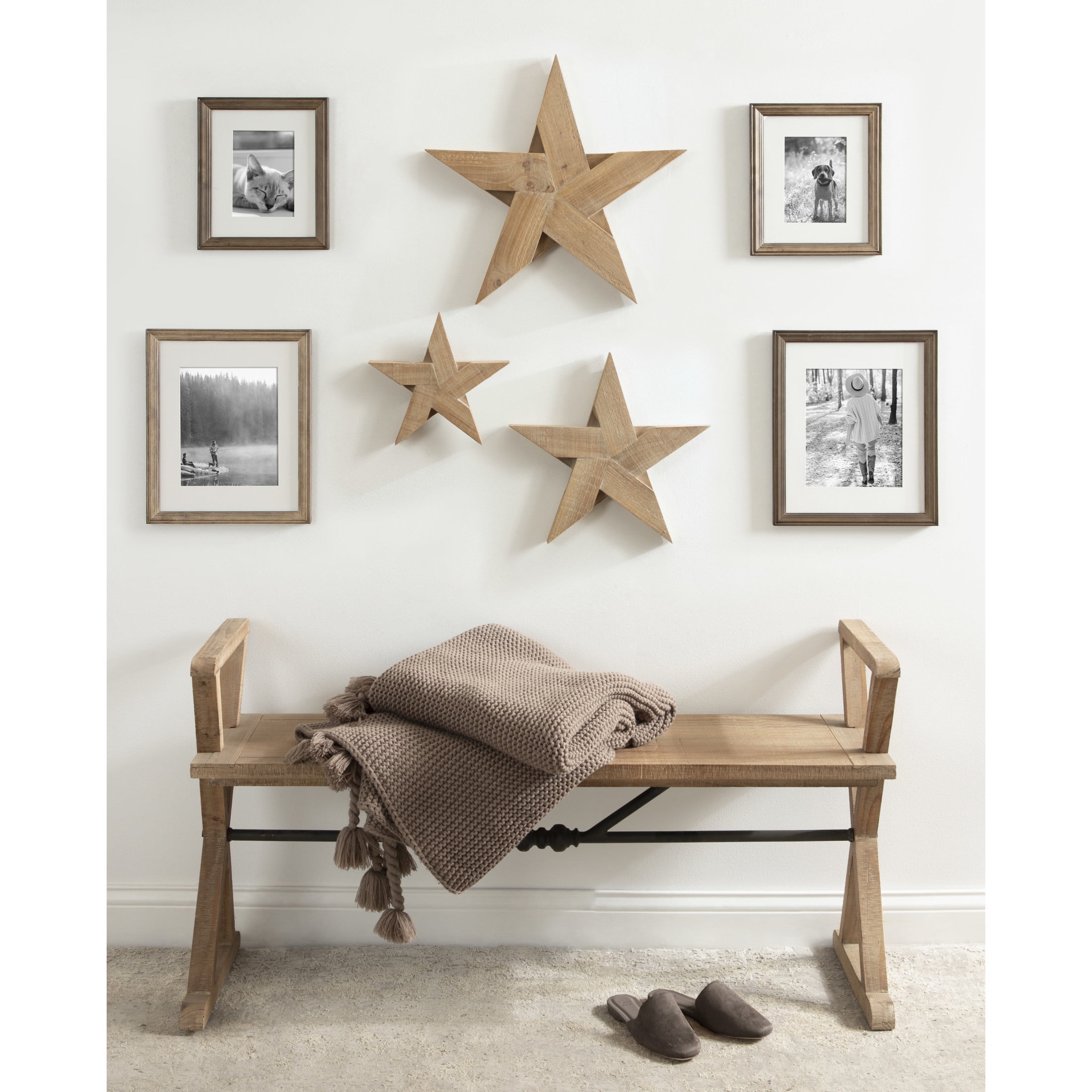 Kate and Laurel Gallantry Farmhouse Decorative Wooden Stars, Set of 3 ...