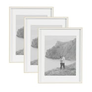 Kate and Laurel Adlynn Wall Picture Frame Set, 16" x 20" matted to 8" x 10", Gold, Set of 3 ...