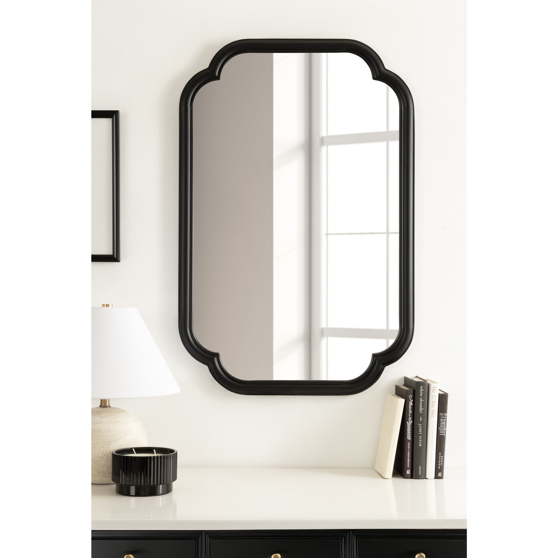 Kate and Laurel Glenby Transitional Scalloped Wall Mirror, 24 x 36 ...