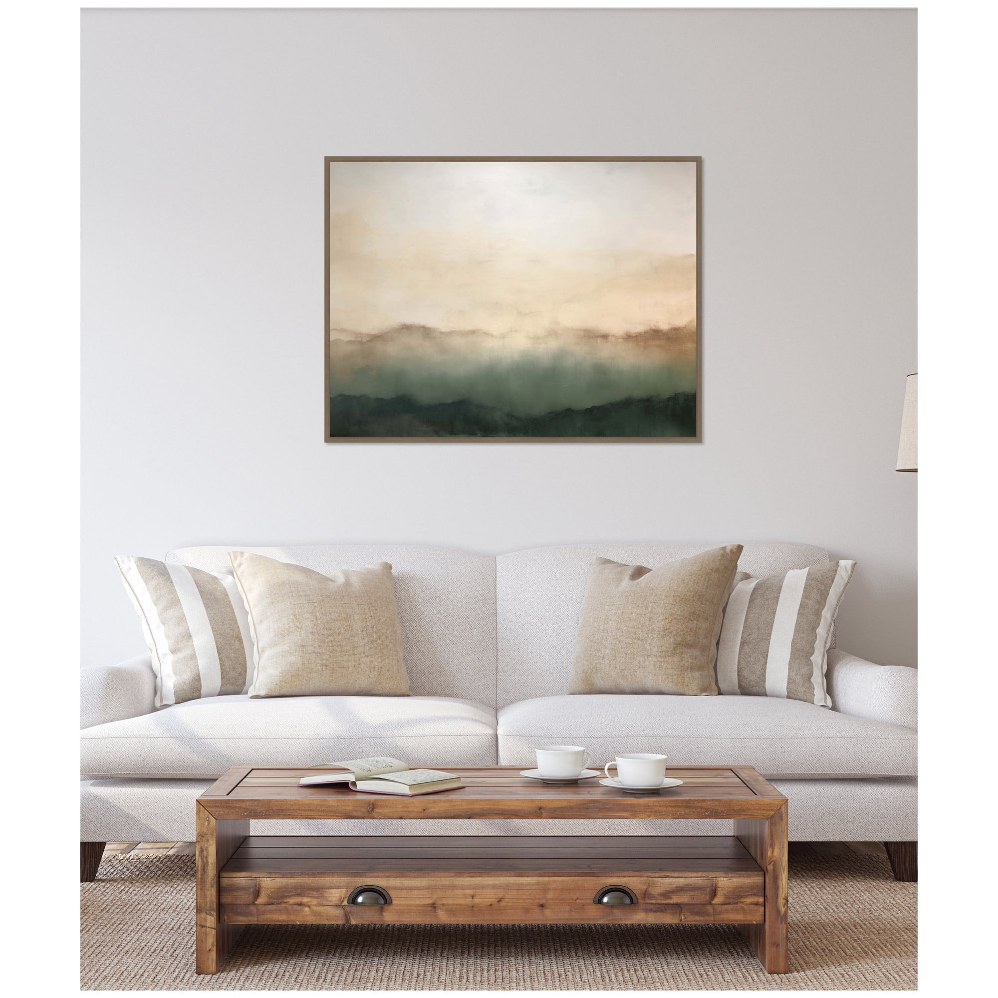Kate and Laurel Green Mountain Abstract I Horizontal Framed Canvas Wall ...