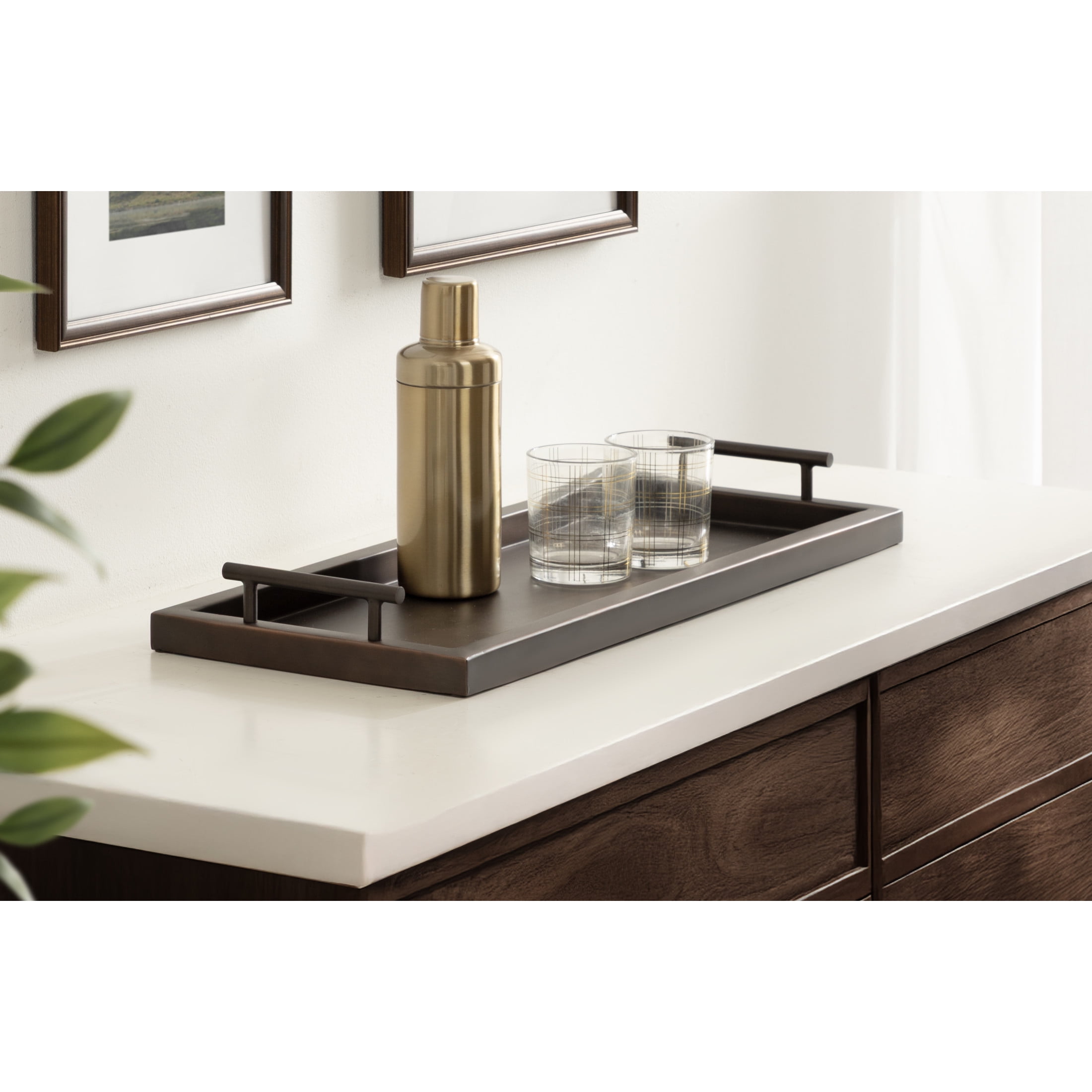 Kate and Laurel Halsey Decorative Metal Narrow Rectangle Tray with ...
