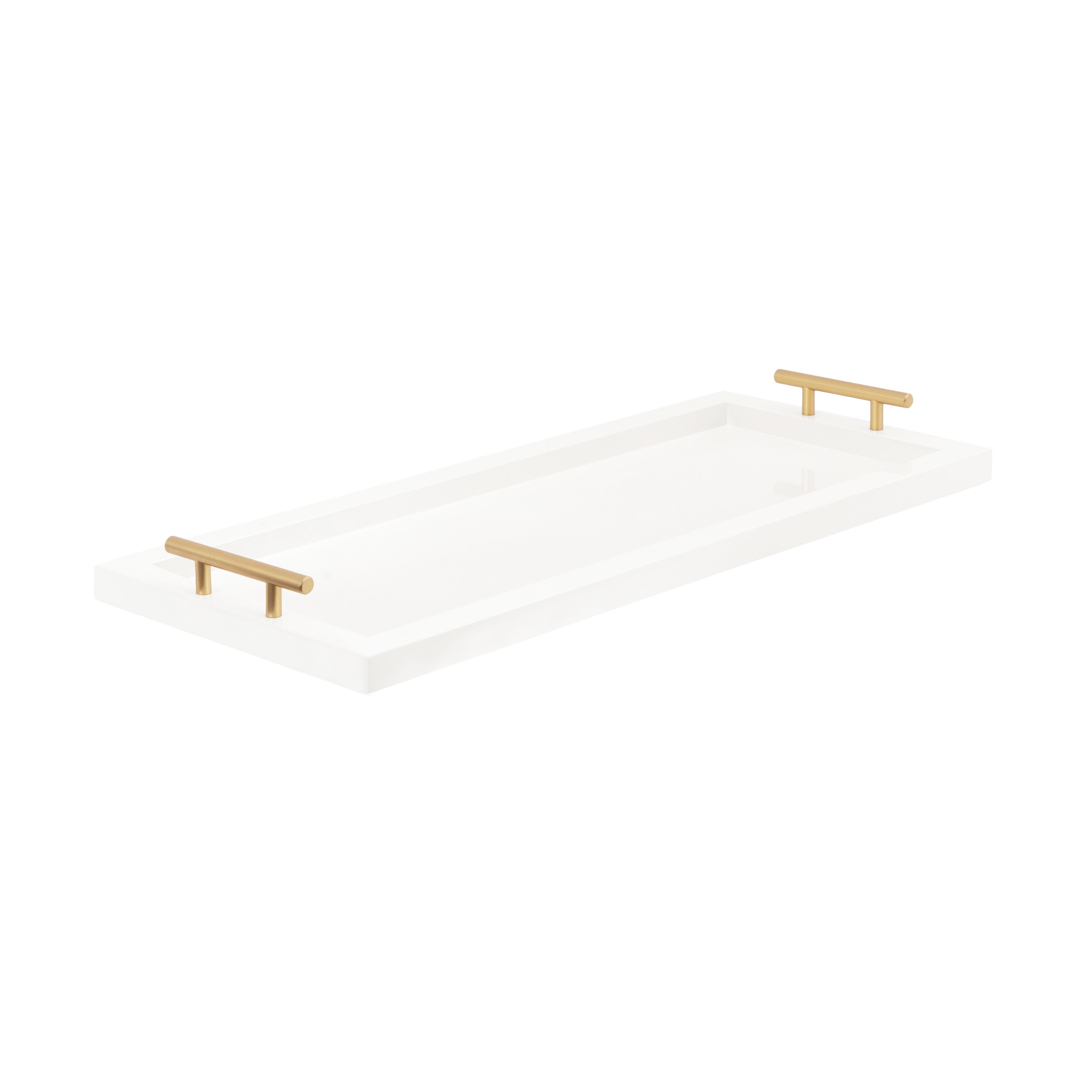 Kate and Laurel Halsey Rectangle Decorative Narrow Tray with Gold Metal ...