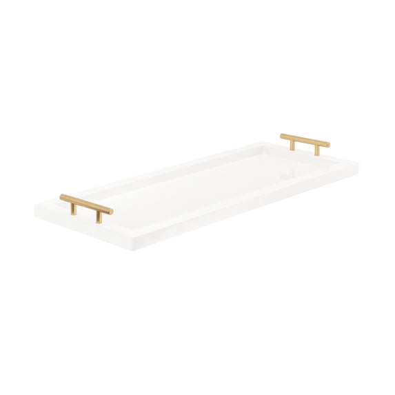 Kate and Laurel Halsey Rectangle Decorative Narrow Tray with Gold Metal ...