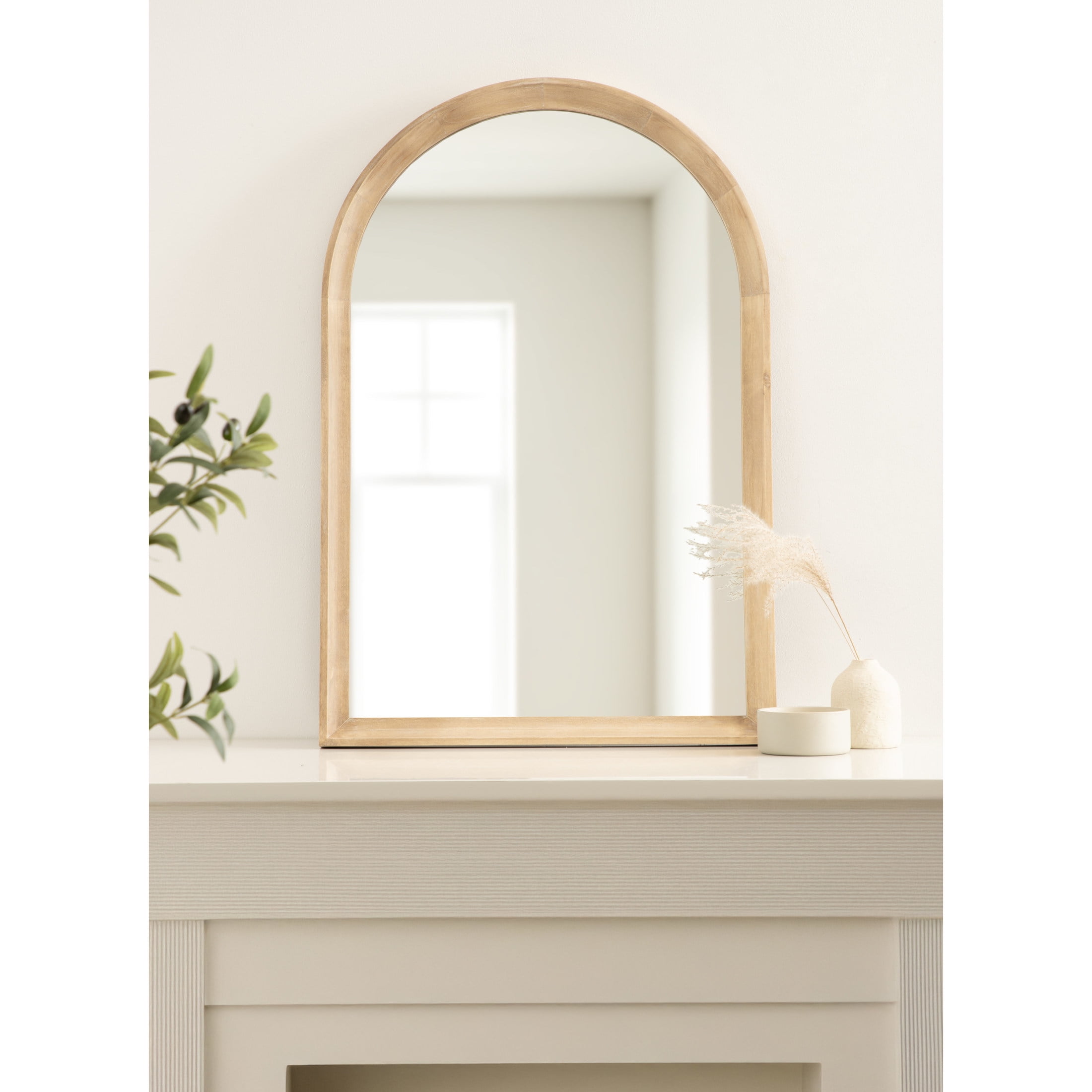 Kate and Laurel Hatherleigh Modern Arched Wooden Wall Mirror, 24 x 36 ...