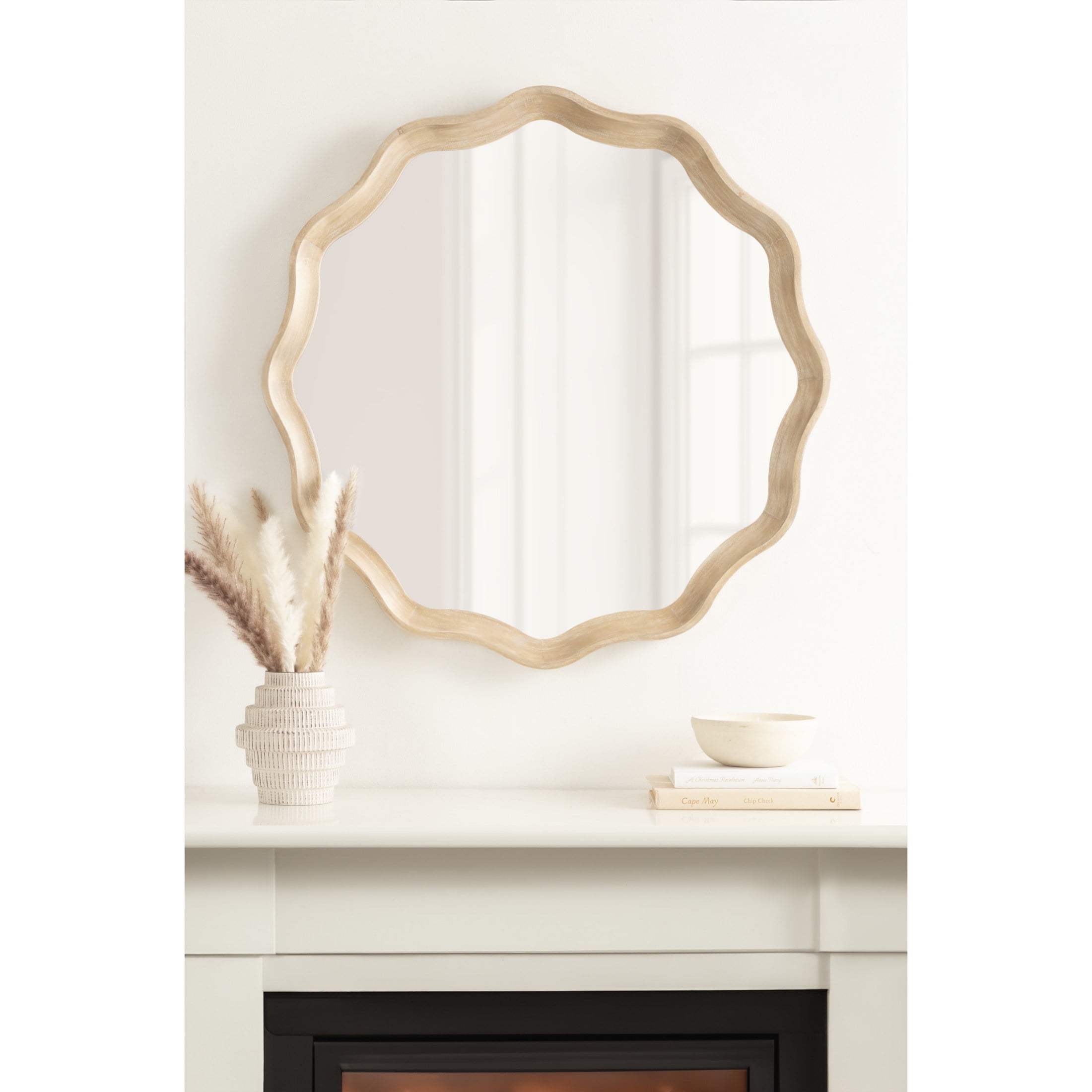 Kate and Laurel Hatherleigh Transitional Round Wooden Wall Mirror, 28 ...